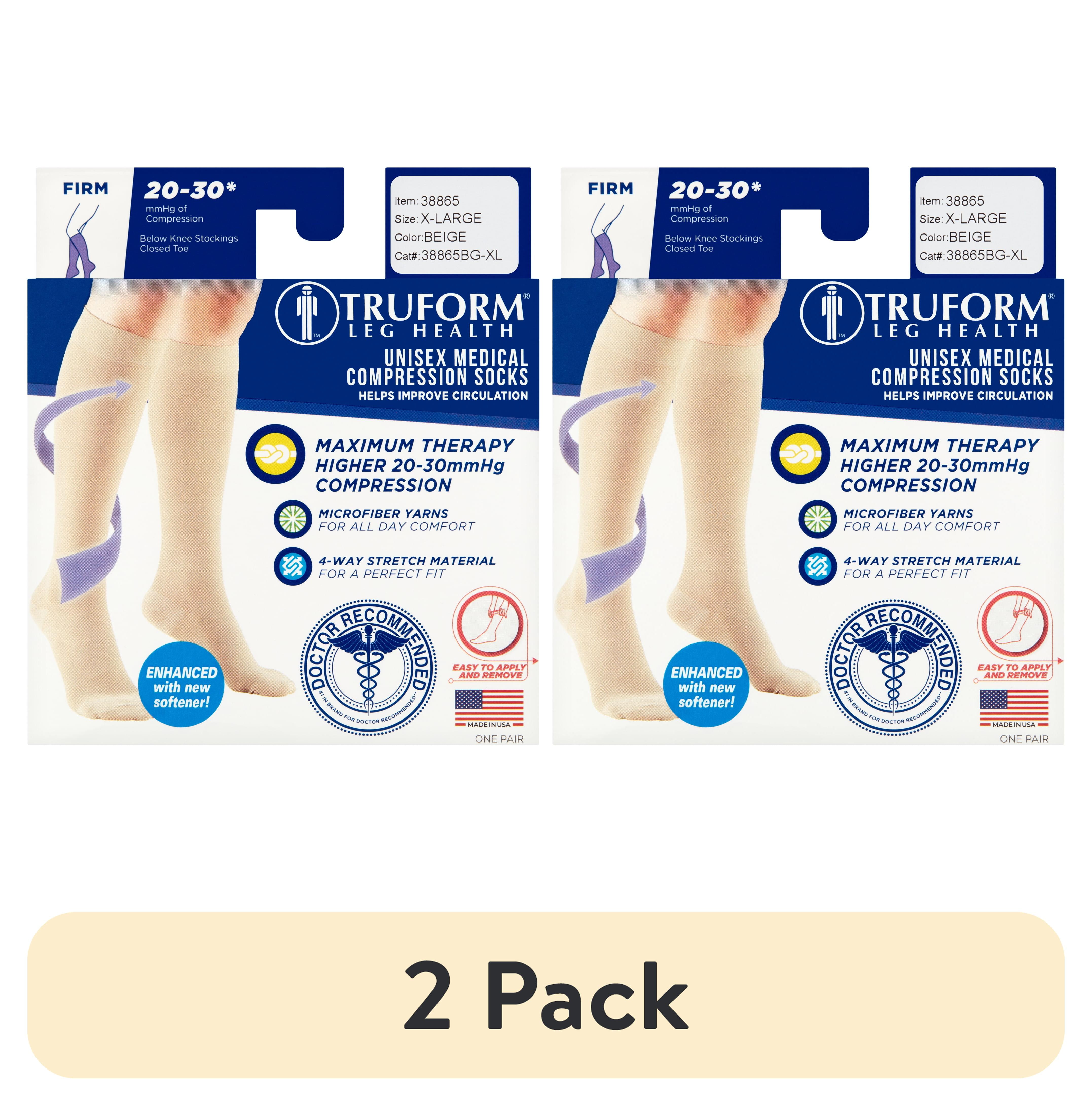 (2 pack) Truform Microfiber Medical Compression Socks 20-30 mmhg Knee ...