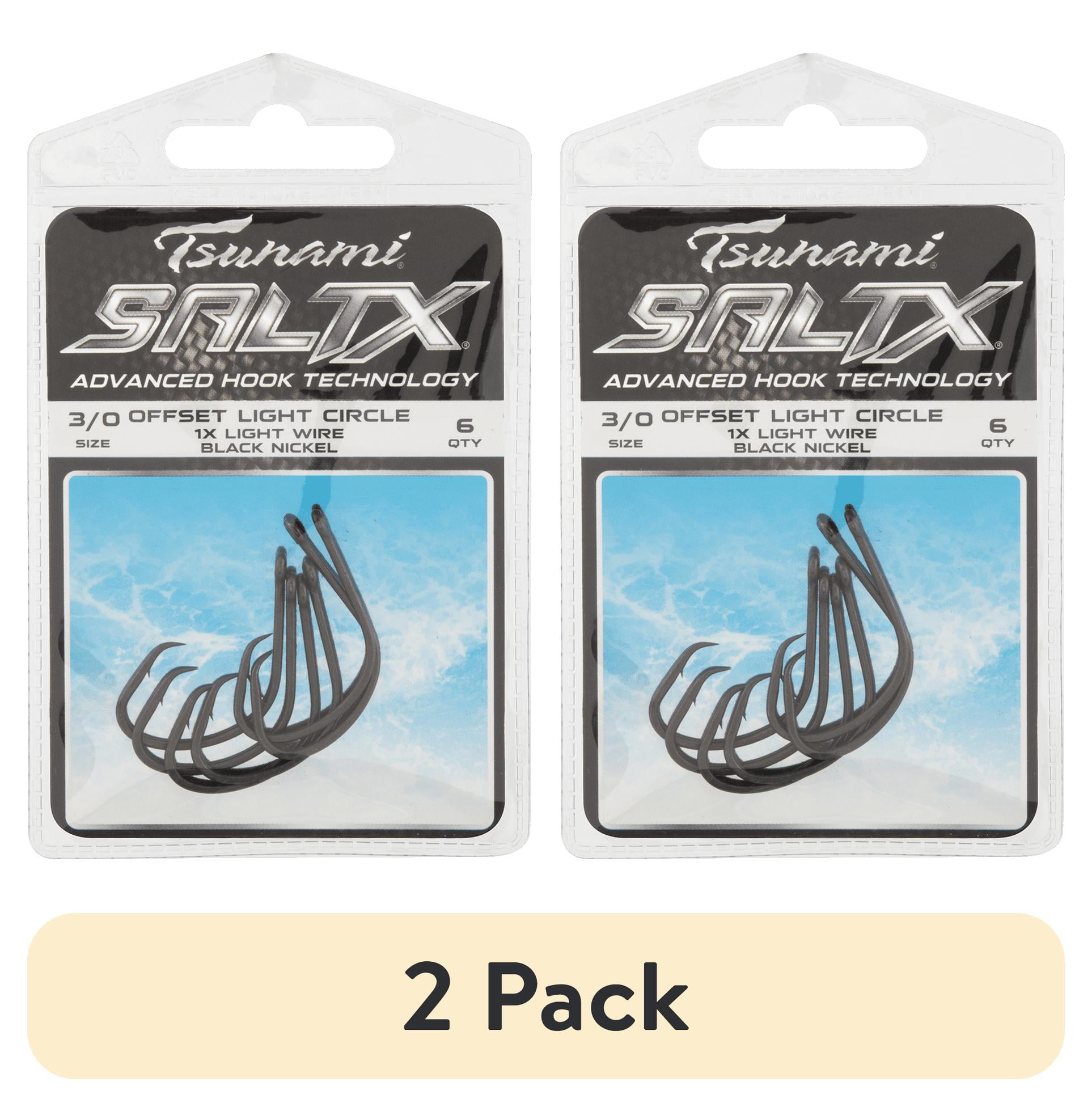 (2 pack) Tsunami SaltX Offset Light Circle Hook 1x Light Wire Black ...