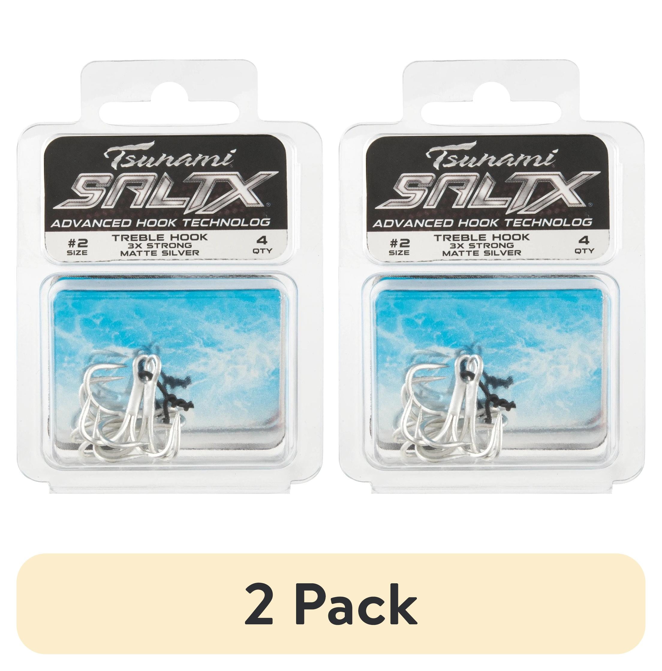 (2 pack) Tsunami SaltX Treble Hook 3x Strong Matte Silver 2/0 - 3ct ...