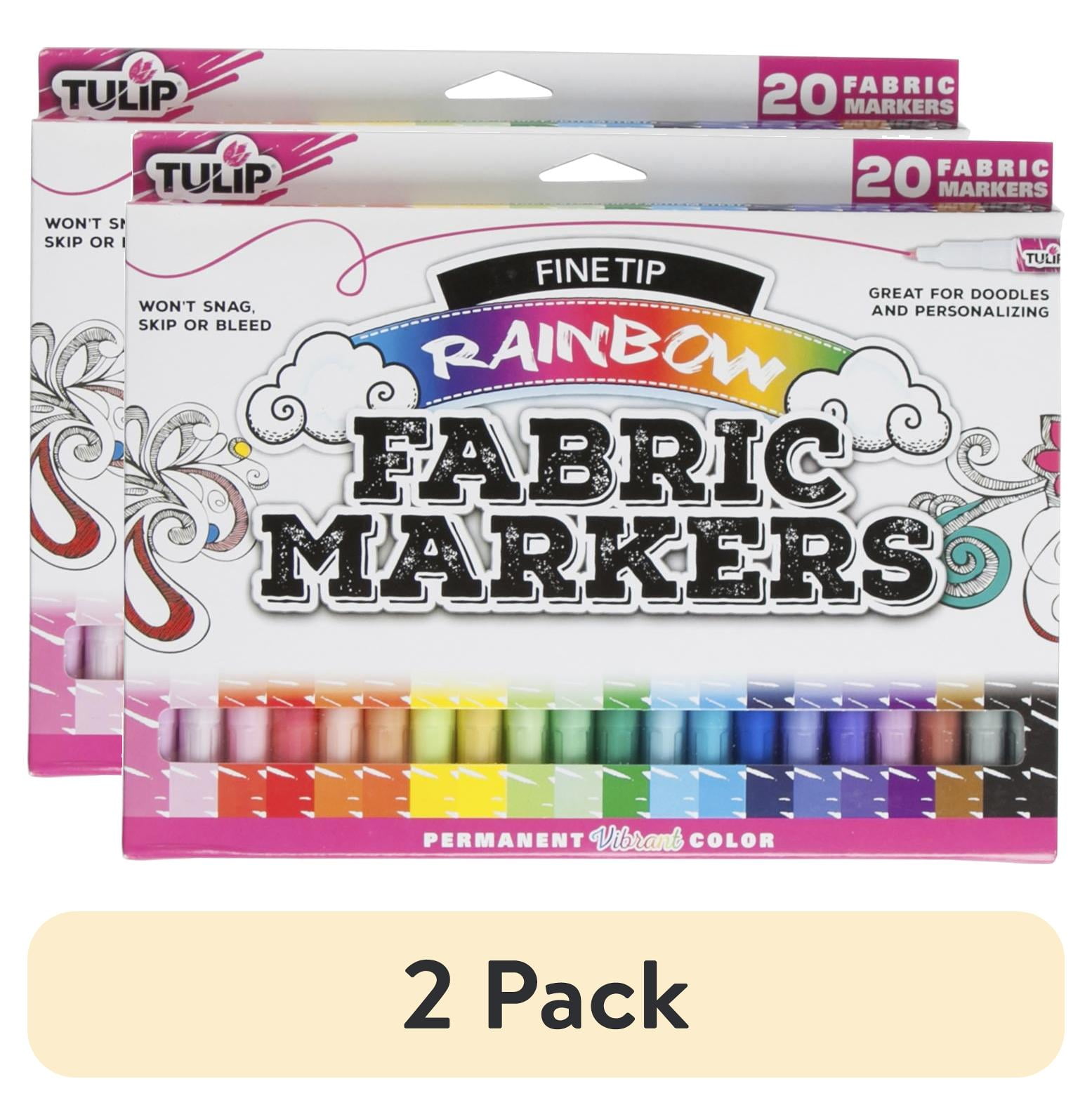 (2 pack) Tulip Fine Tip Fabric Markers 20-Pack – Rainbow Permanent ...