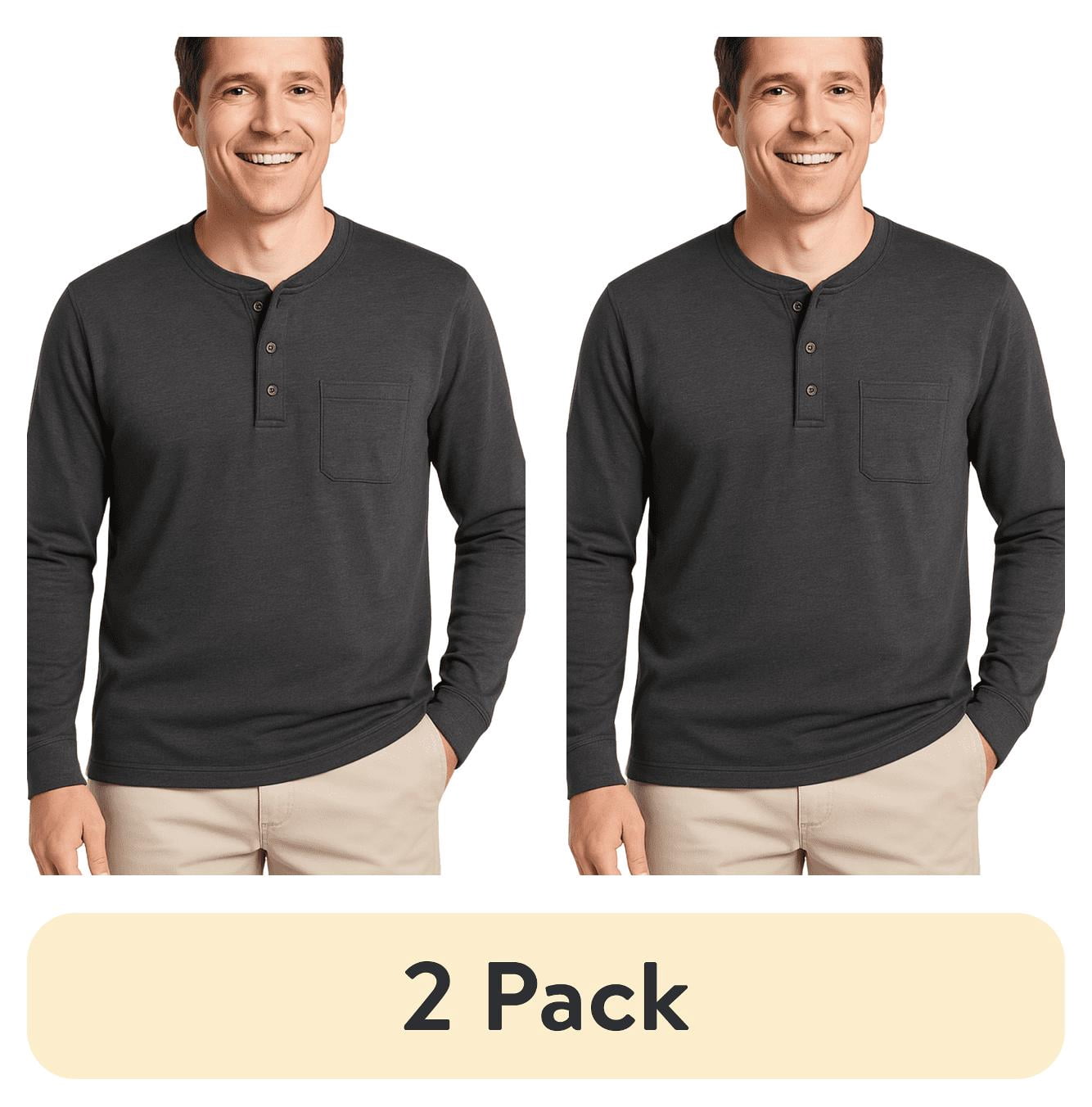 (2 pack) Turtle Bay New York Men's Long Sleeve Henley shirt in cotton ...