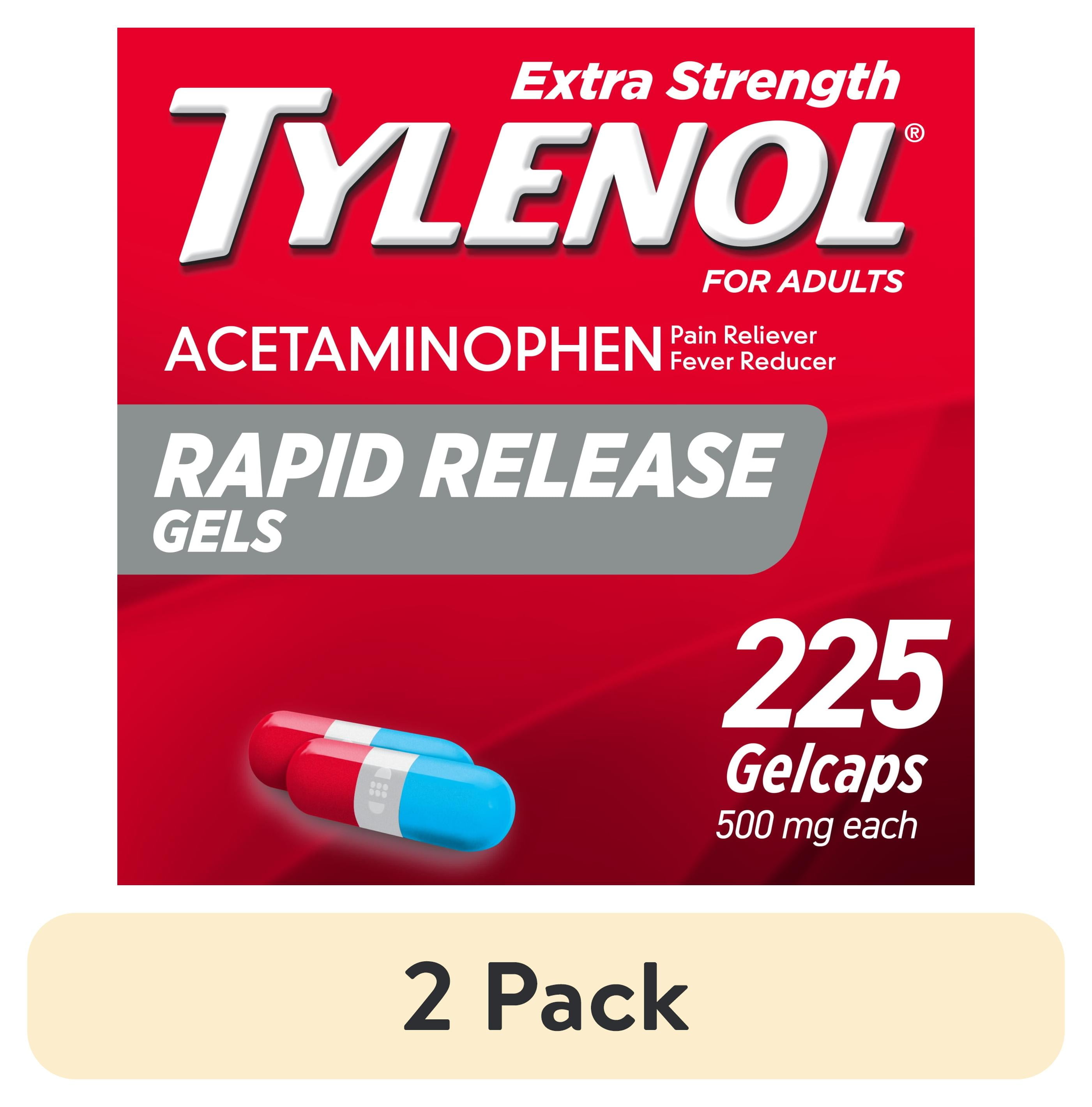 (2 pack) Tylenol Extra Strength 500 mg Acetaminophen Rapid Release Gels ...