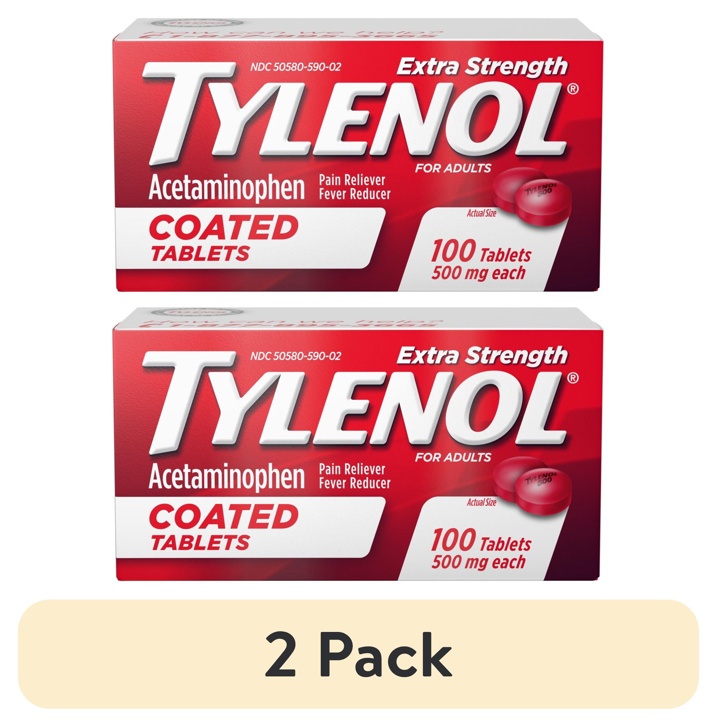 (2 pack) Tylenol Extra Strength Coated Tablets with Acetaminophen 500mg ...