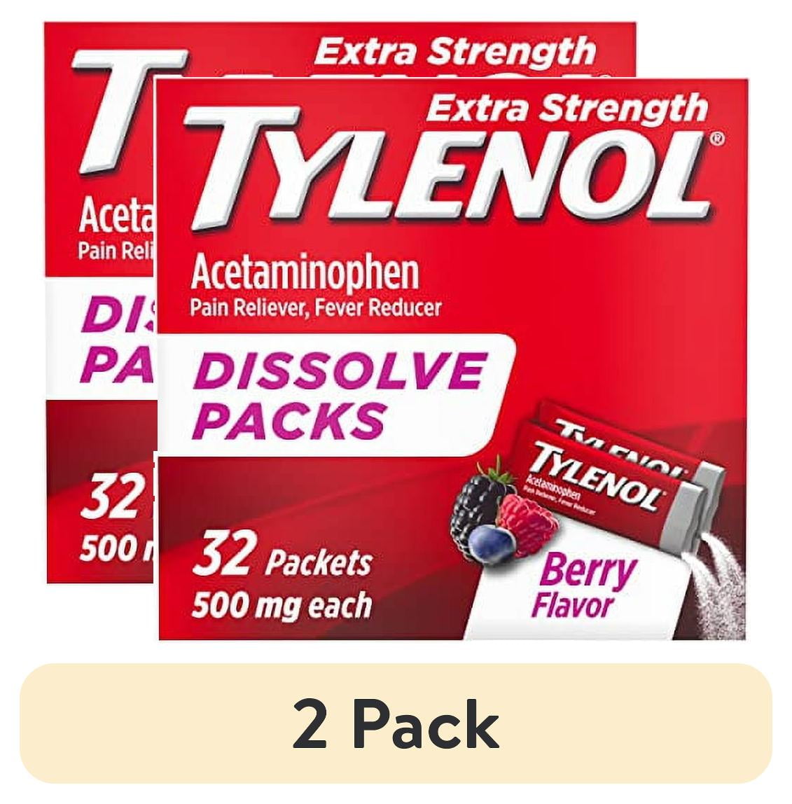 (2 pack) Tylenol Extra Strength Dissolve Packs, 500 mg Acetaminophen ...
