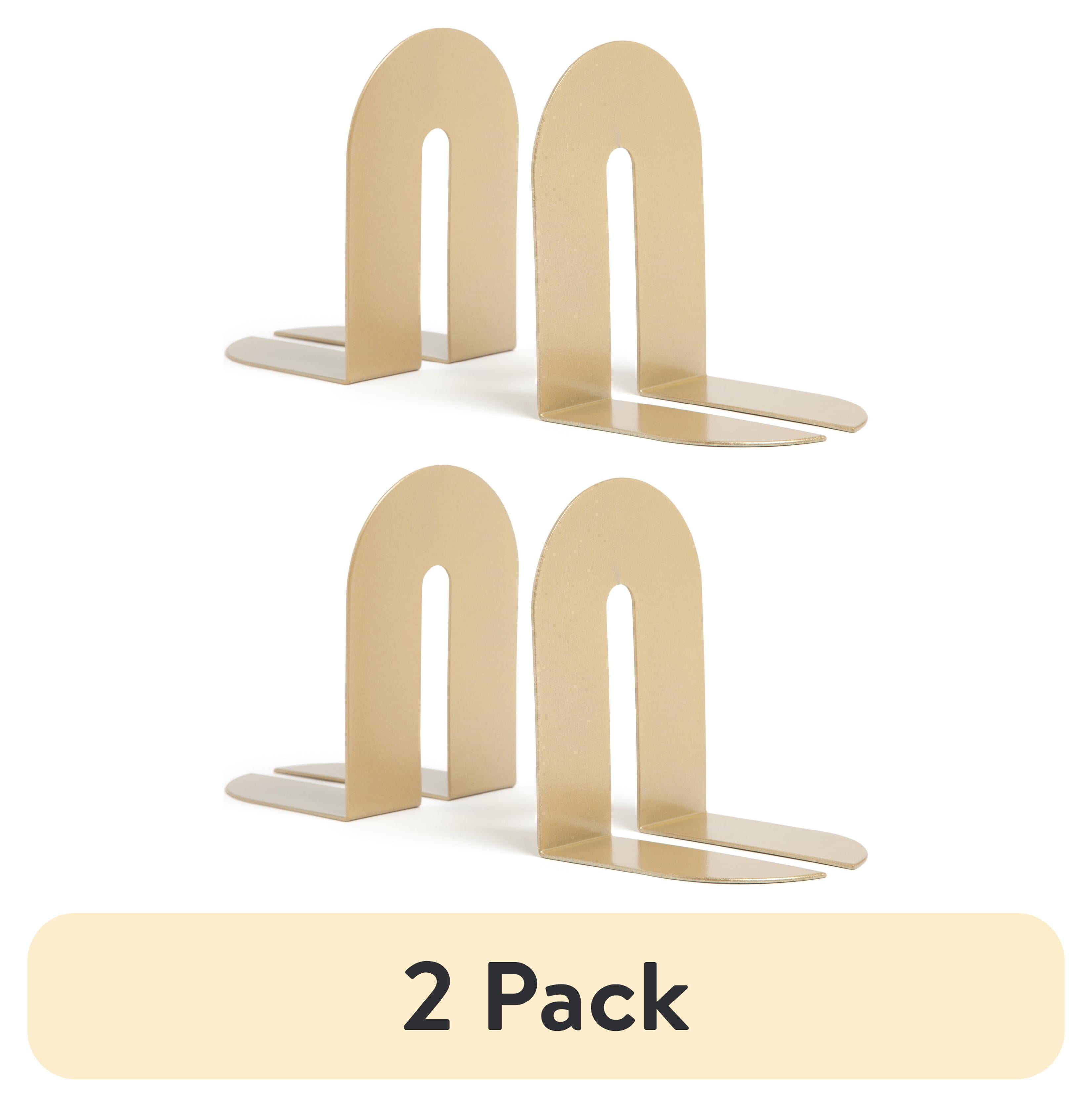 (2 pack) U Brands Bent Metal Arch Bookends, Industrial, Set of 2, 6.7 x 5 x 4.7 in., Gold ...