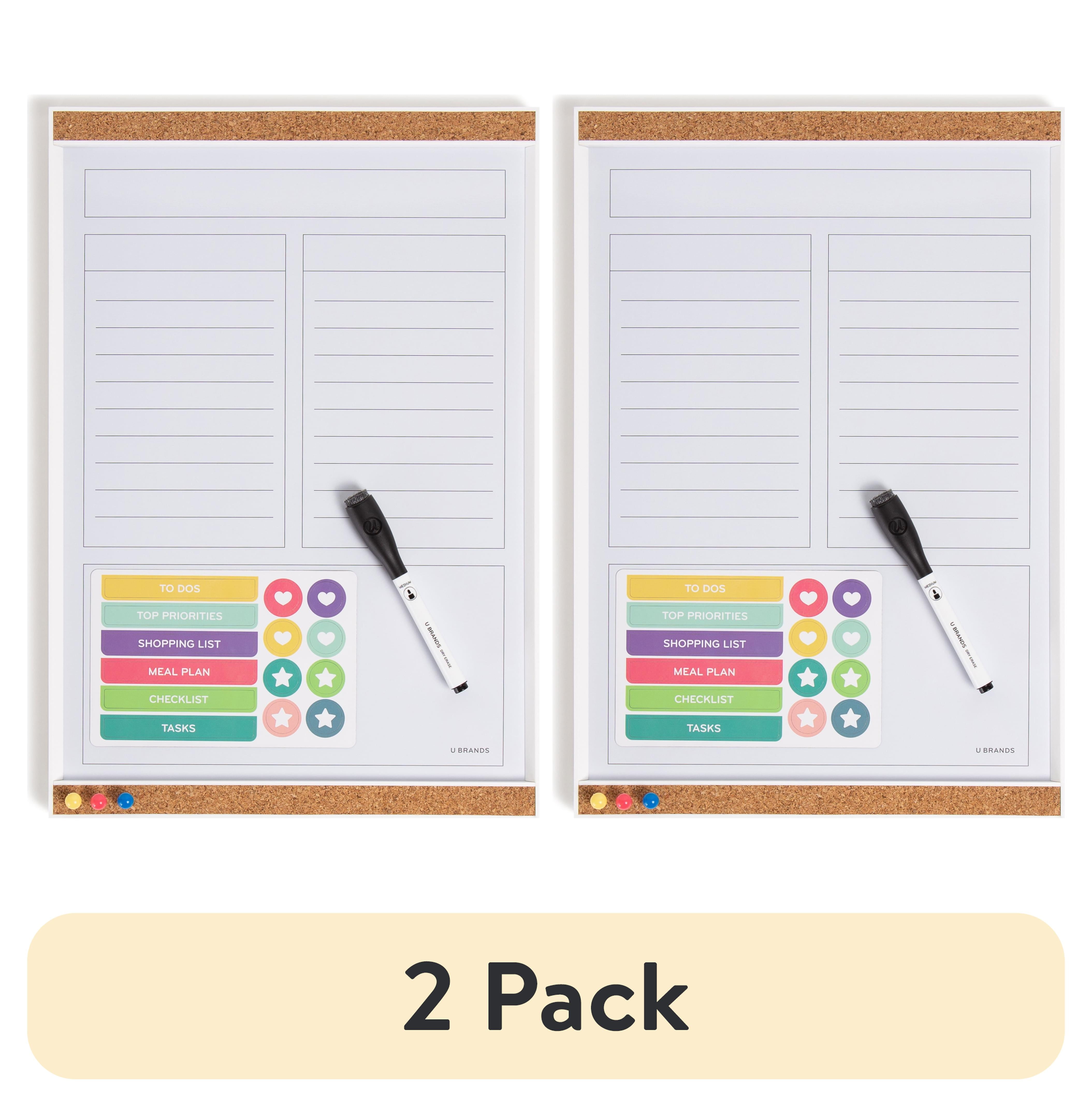 (2 pack) U Brands Dry Erase Combo Board, Whiteboards, 11" x 16", White ...
