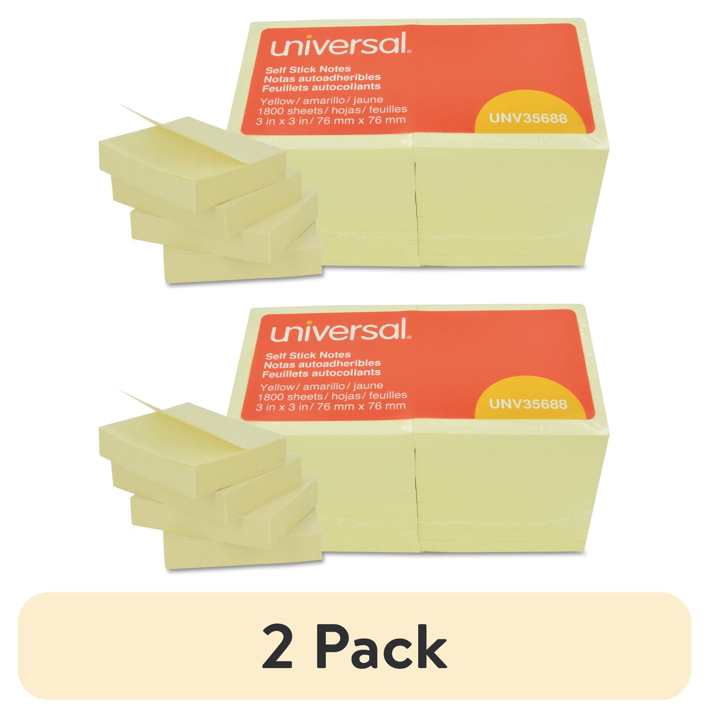(2 pack) UNIVERSAL Standard Self-Stick Notes 3 x 3 Yellow 100-Sheet 18 ...