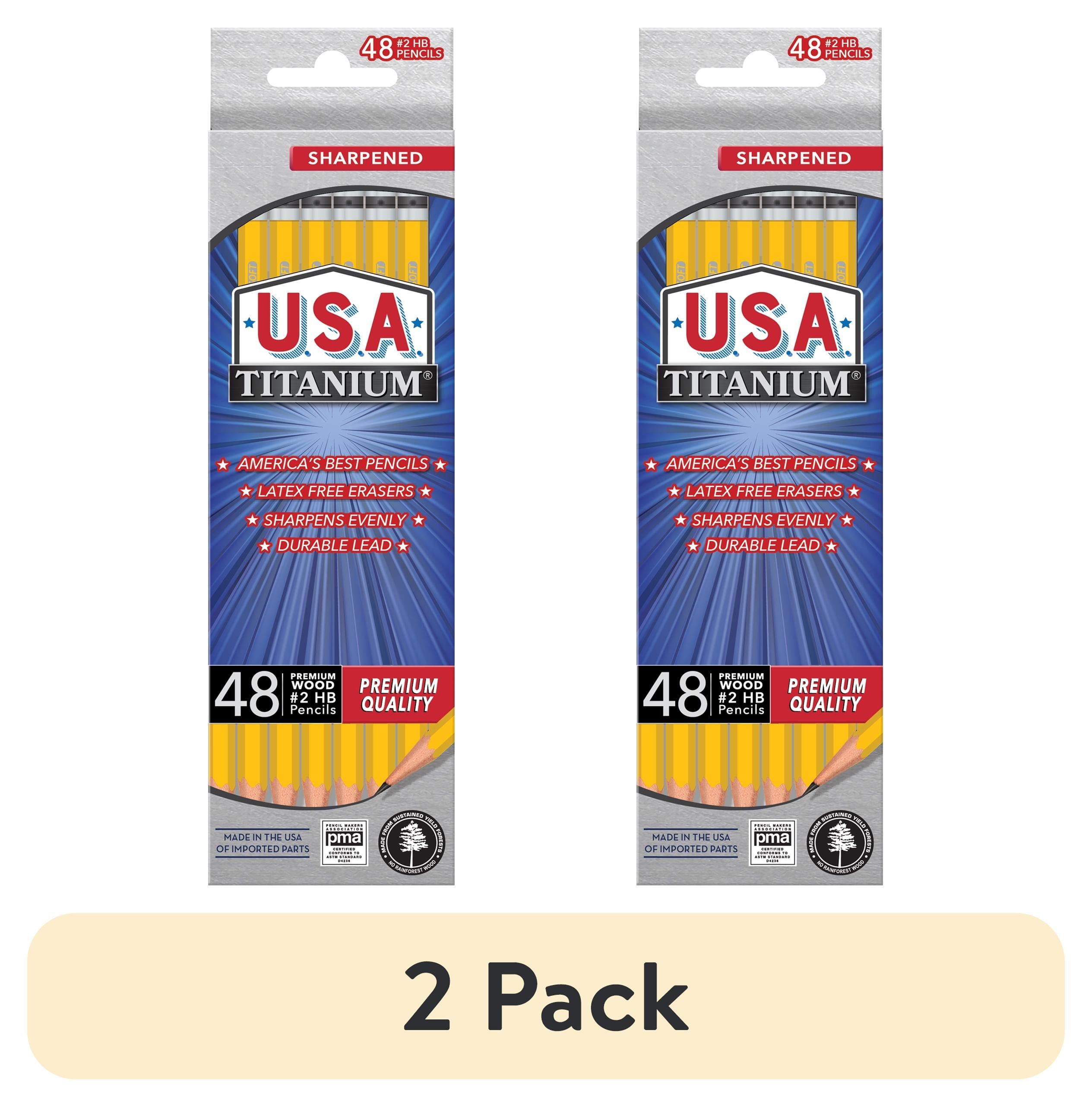 (2 pack) USA Titanium Premium Yellow #2 HB Woodcase Pencils, Sharpened ...