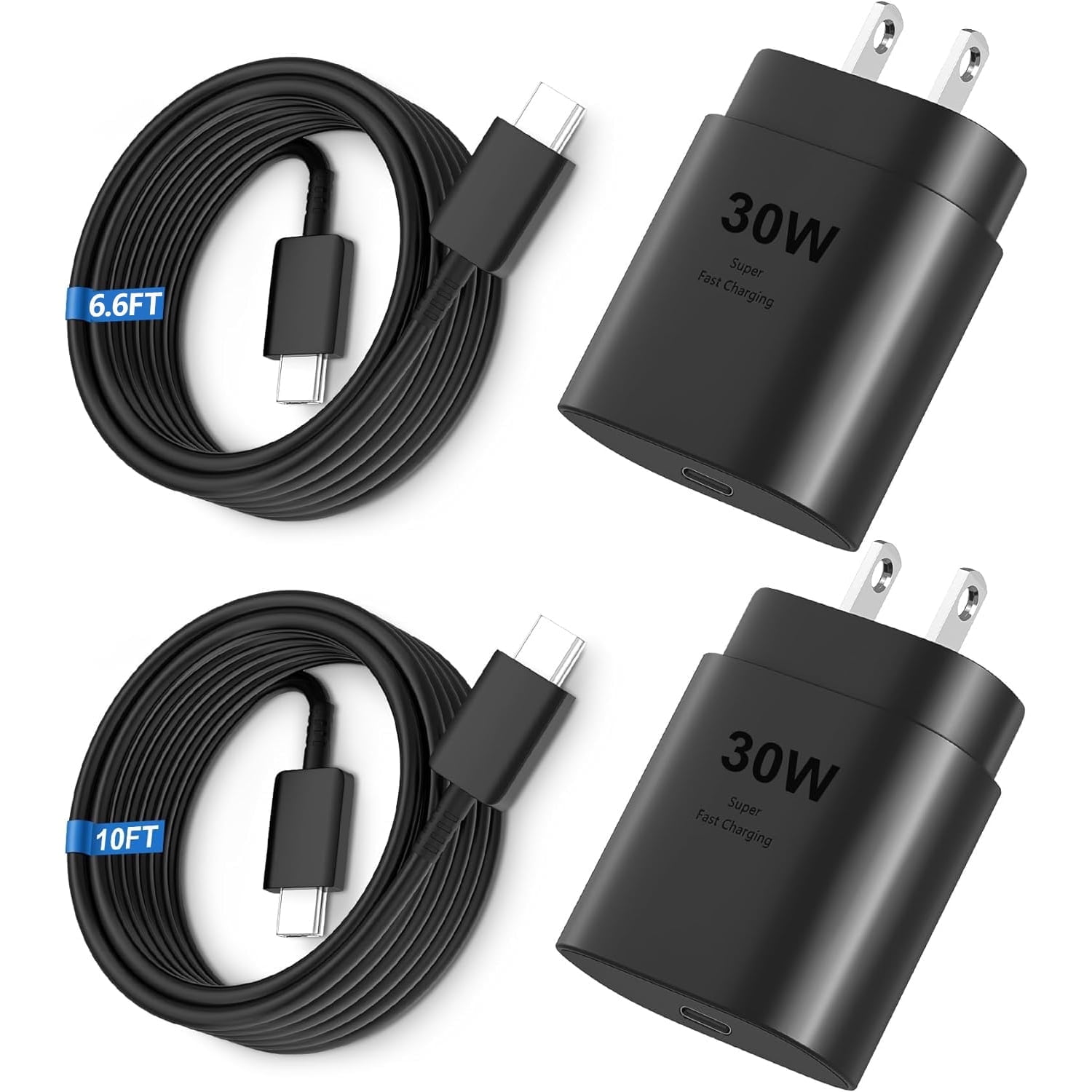 2 pack USB C 30W Fast Chargers with 6.6ft&10ft Cable for iPhone 15/15 ...