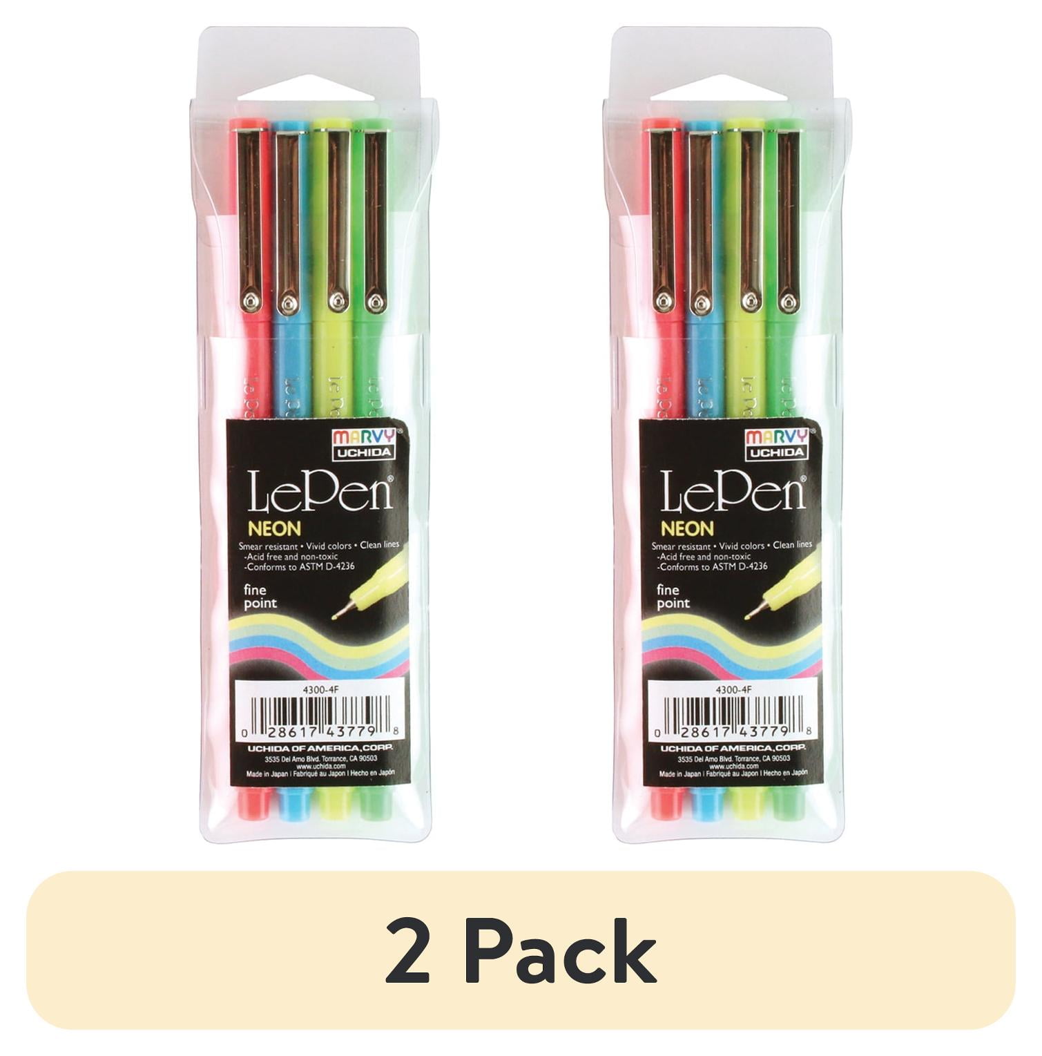 (2 pack) Uchida Le Pens Pack, Micro Fine Point, Neon Ink, 4 Count ...
