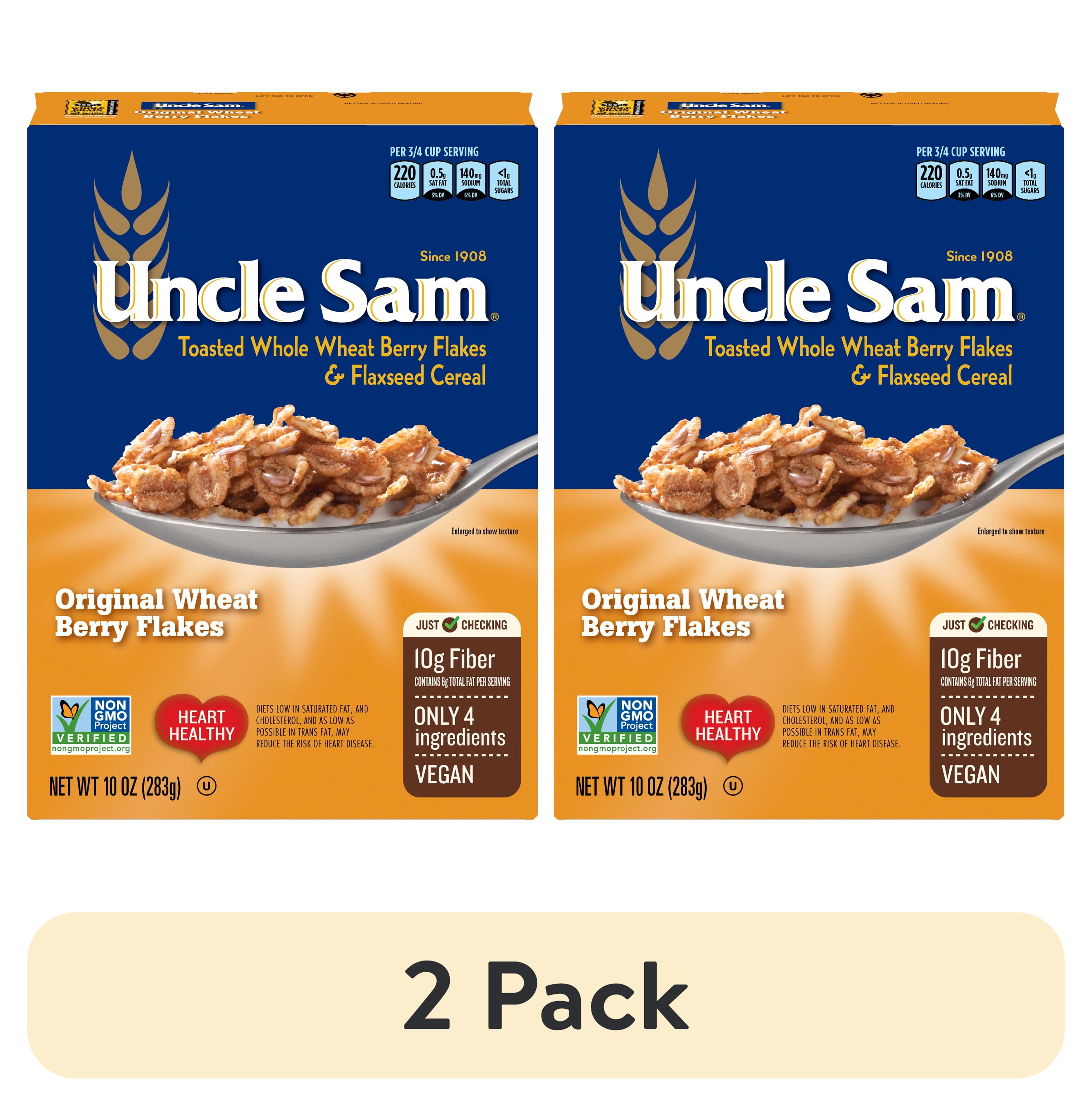 (2 pack) Uncle Sam Original Wheat Berry Flakes Cereal, High Fiber ...
