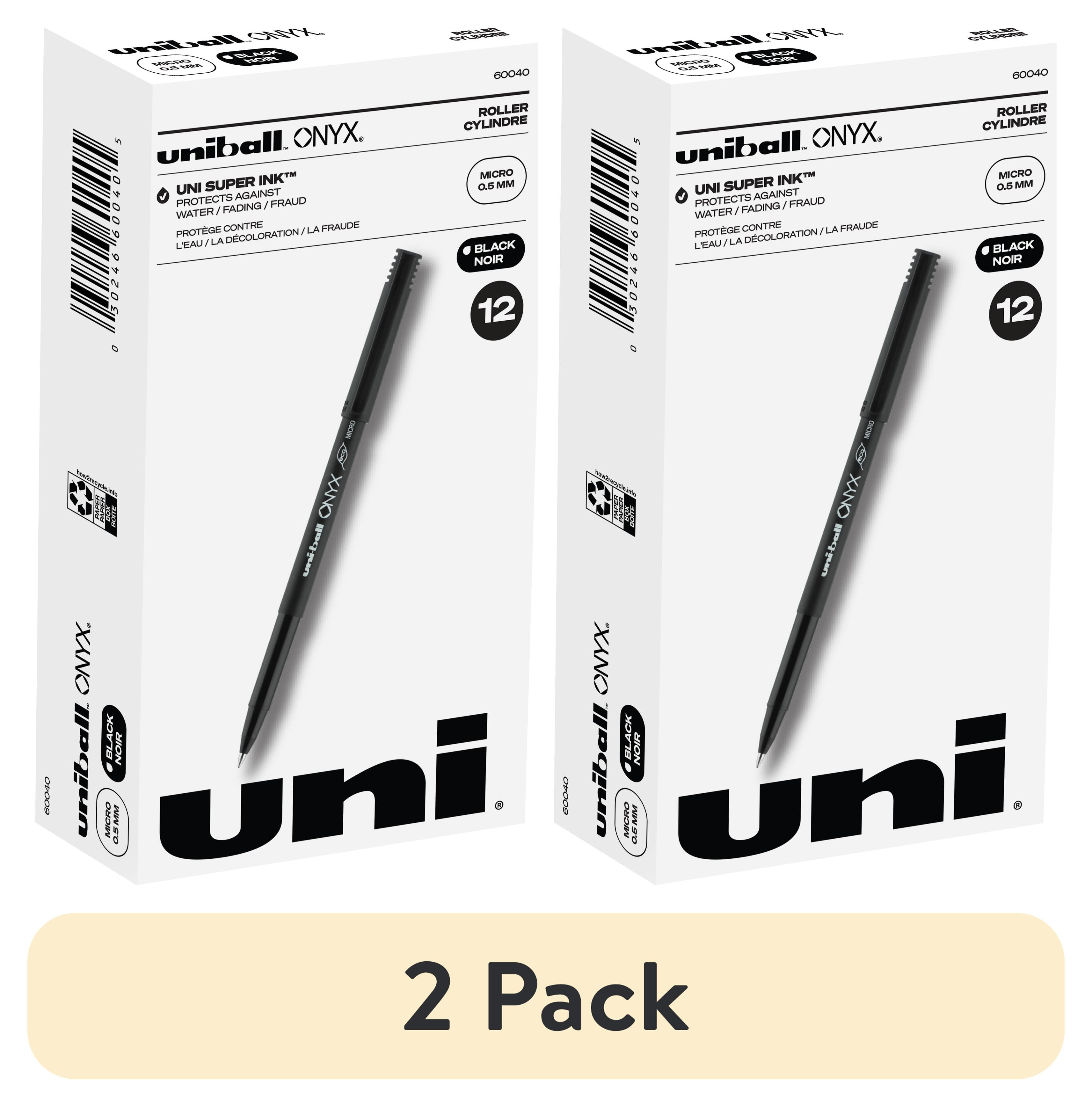 (2 pack) Uniball ONYX Rollerball Pens, Micro Point (0.5mm), Black Ink ...