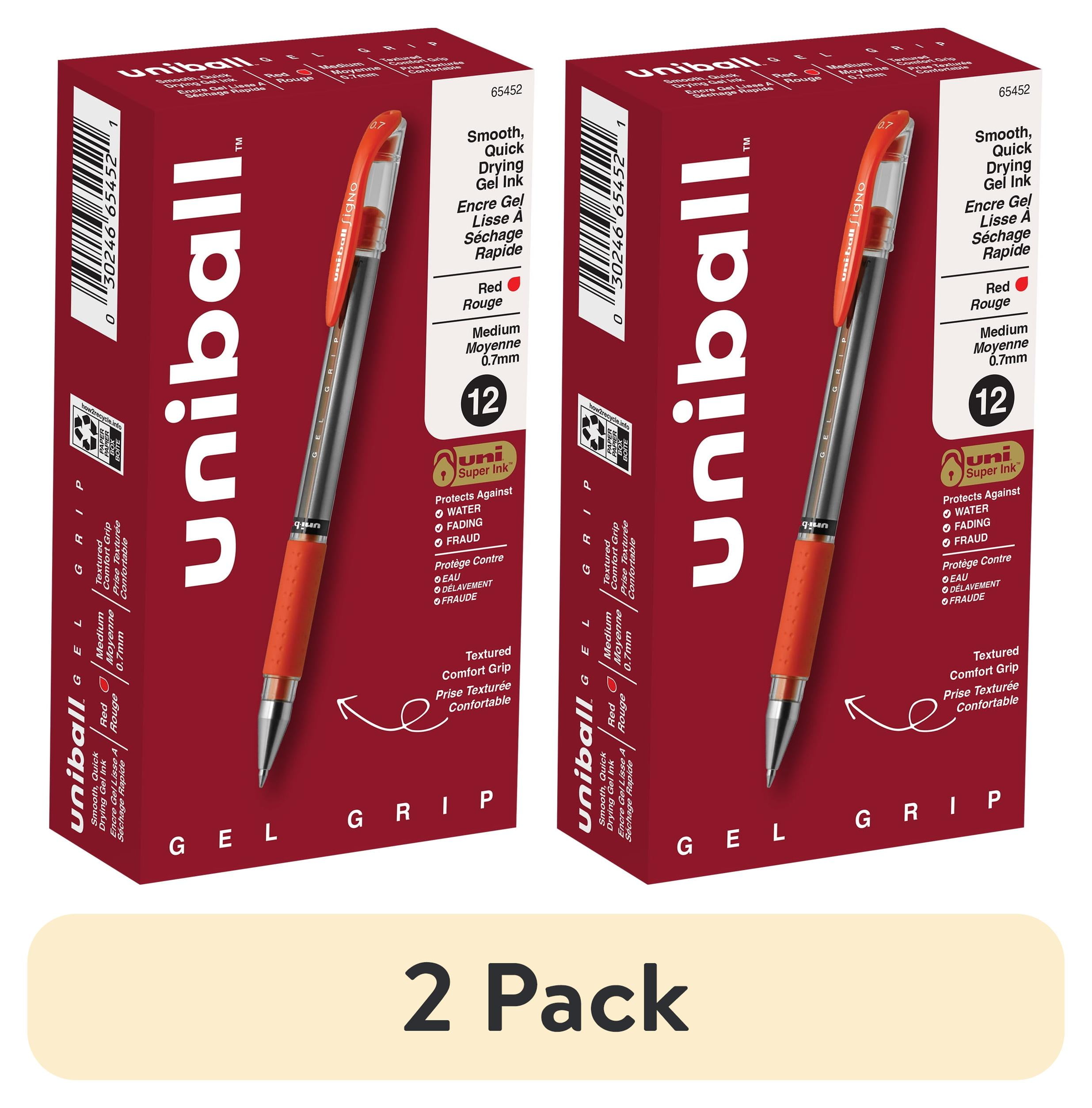 (2 pack) Uniball Roller Grip Rollerball Pens, Medium Point (0.7mm), Red ...