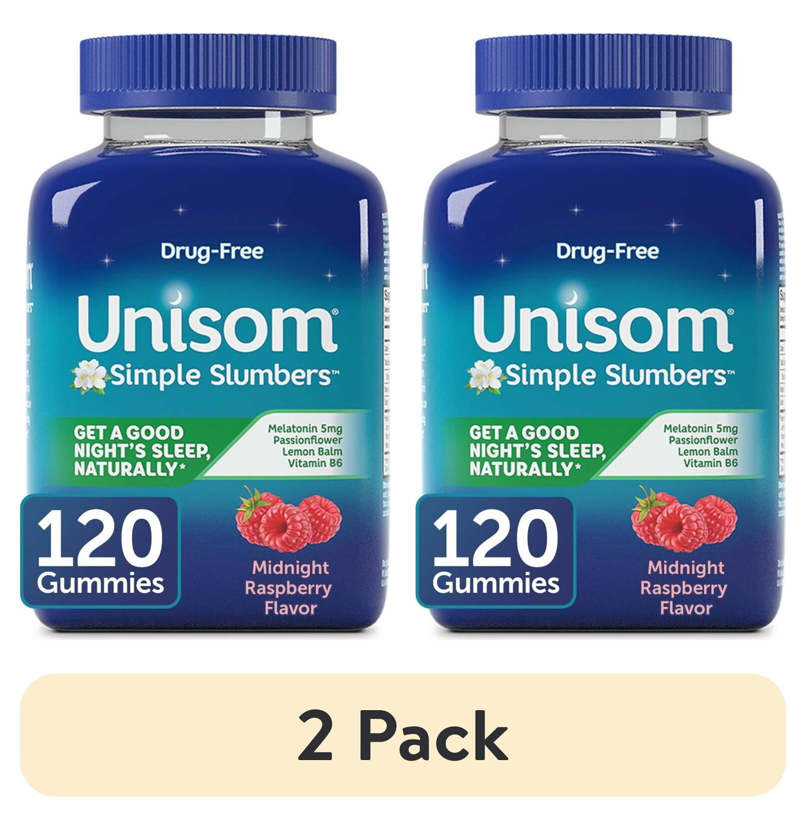 (2 pack) Unisom Simple Slumbers Midnight Raspberry Gummies-120 ct ...