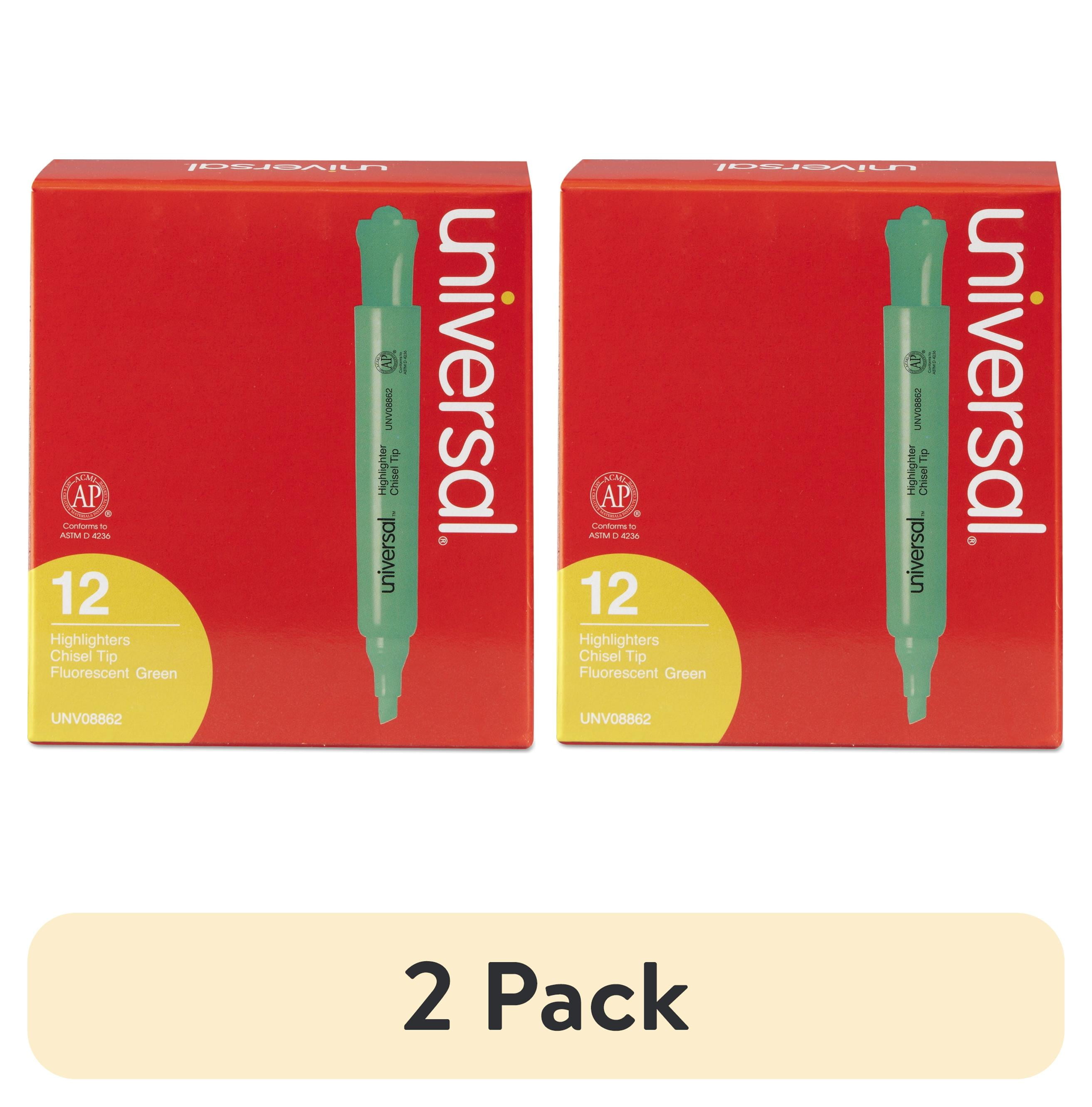 (2 pack) Universal Chisel Tip Fluorescent Green Ink Green Barrel Desk ...