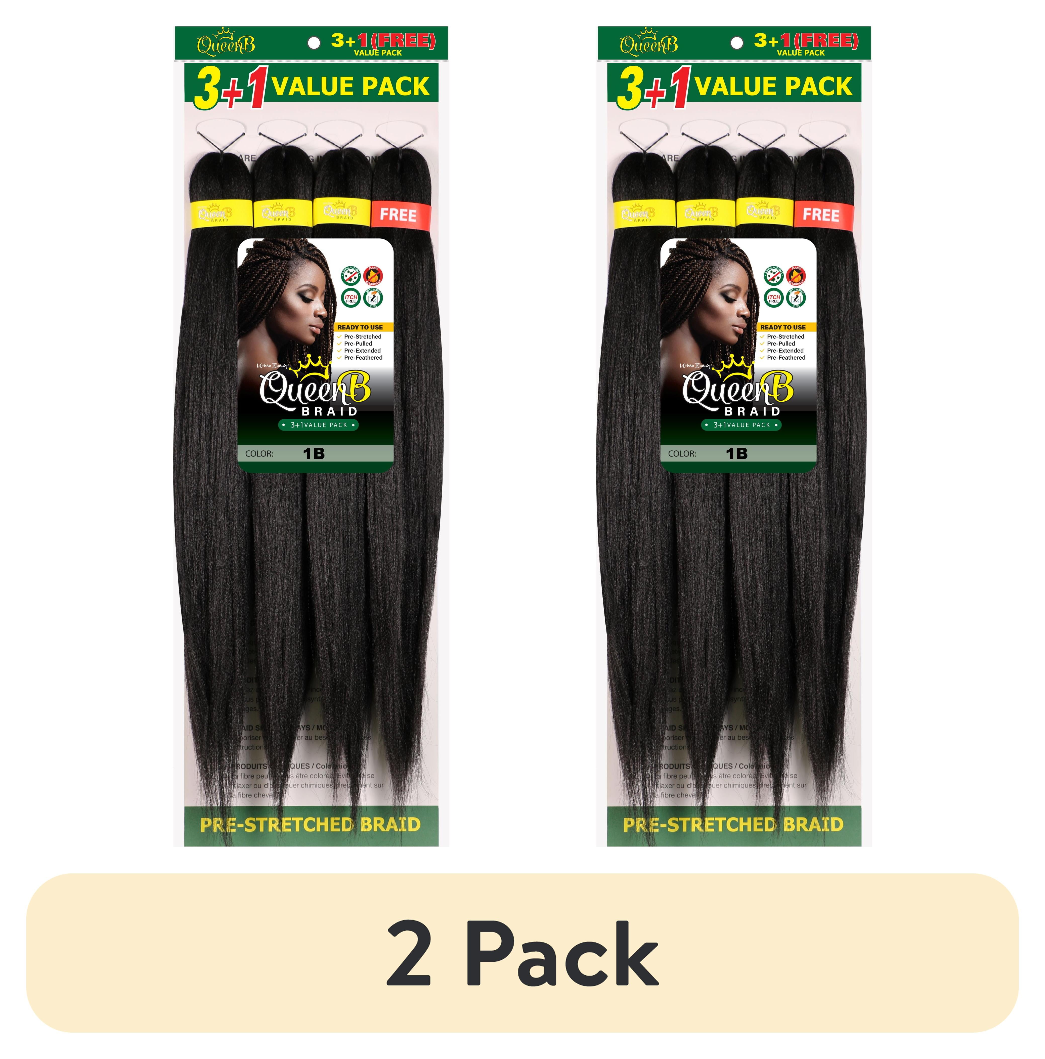 (2 pack) Urban Beauty Queen B Pre-Stretched Braiding Hair 4X Pack, 50 ...