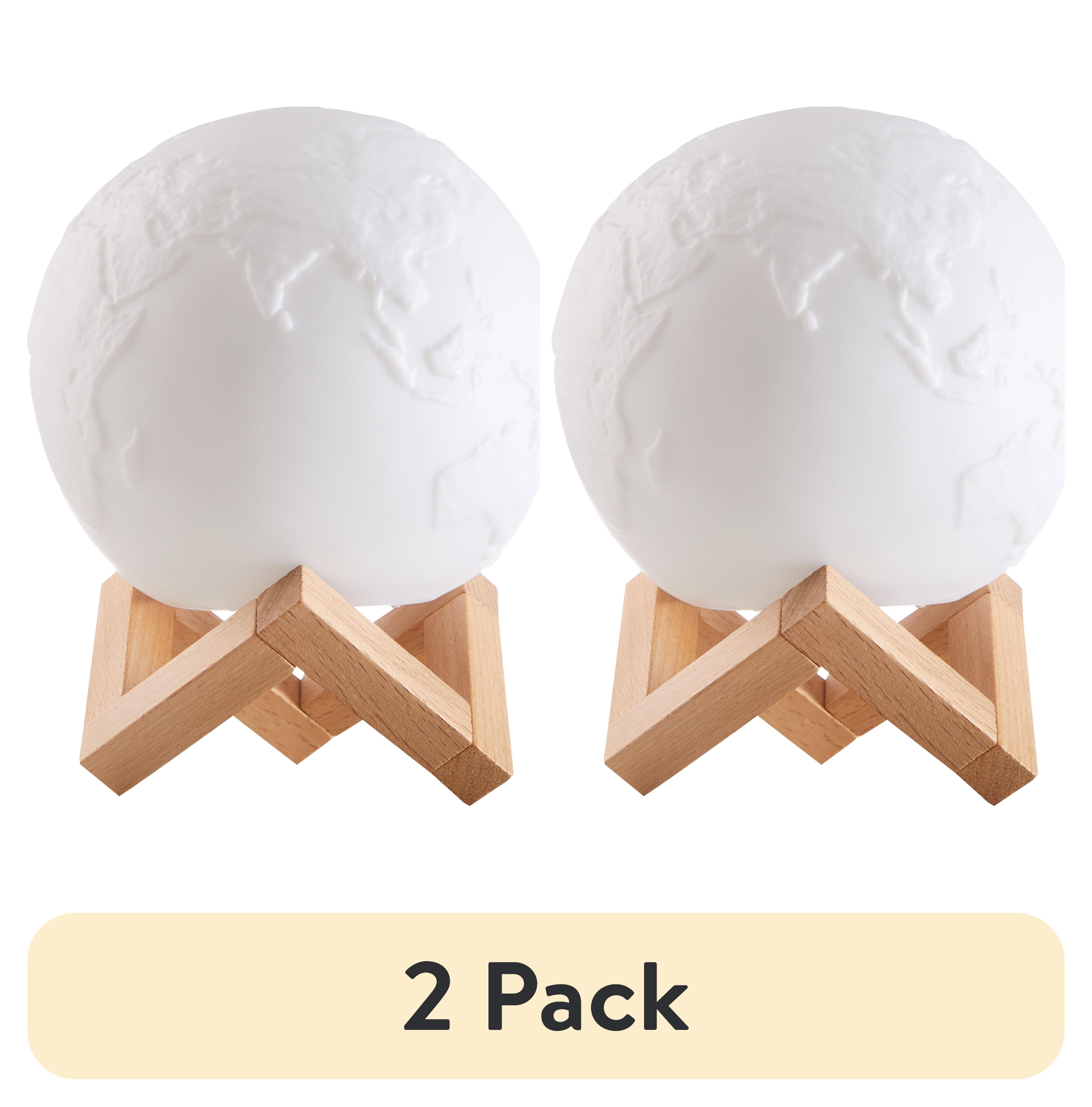 (2 pack) Urban Shop 3D Color Changing Earth Moon LED Lamp with Wood ...