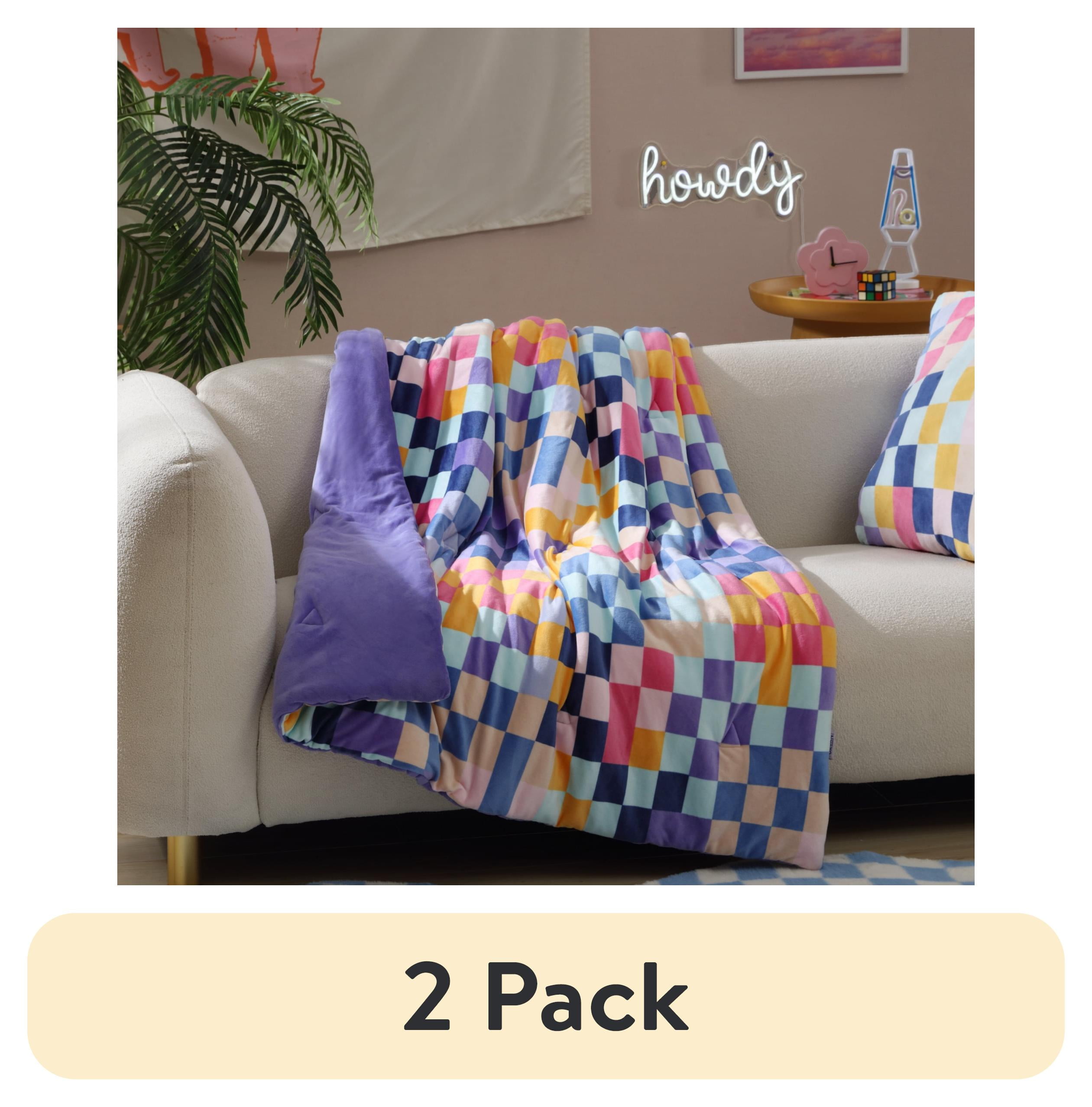 (2 pack) Urban Shop 50" x 60" Smooshie Throw. Multicheck - Walmart.com