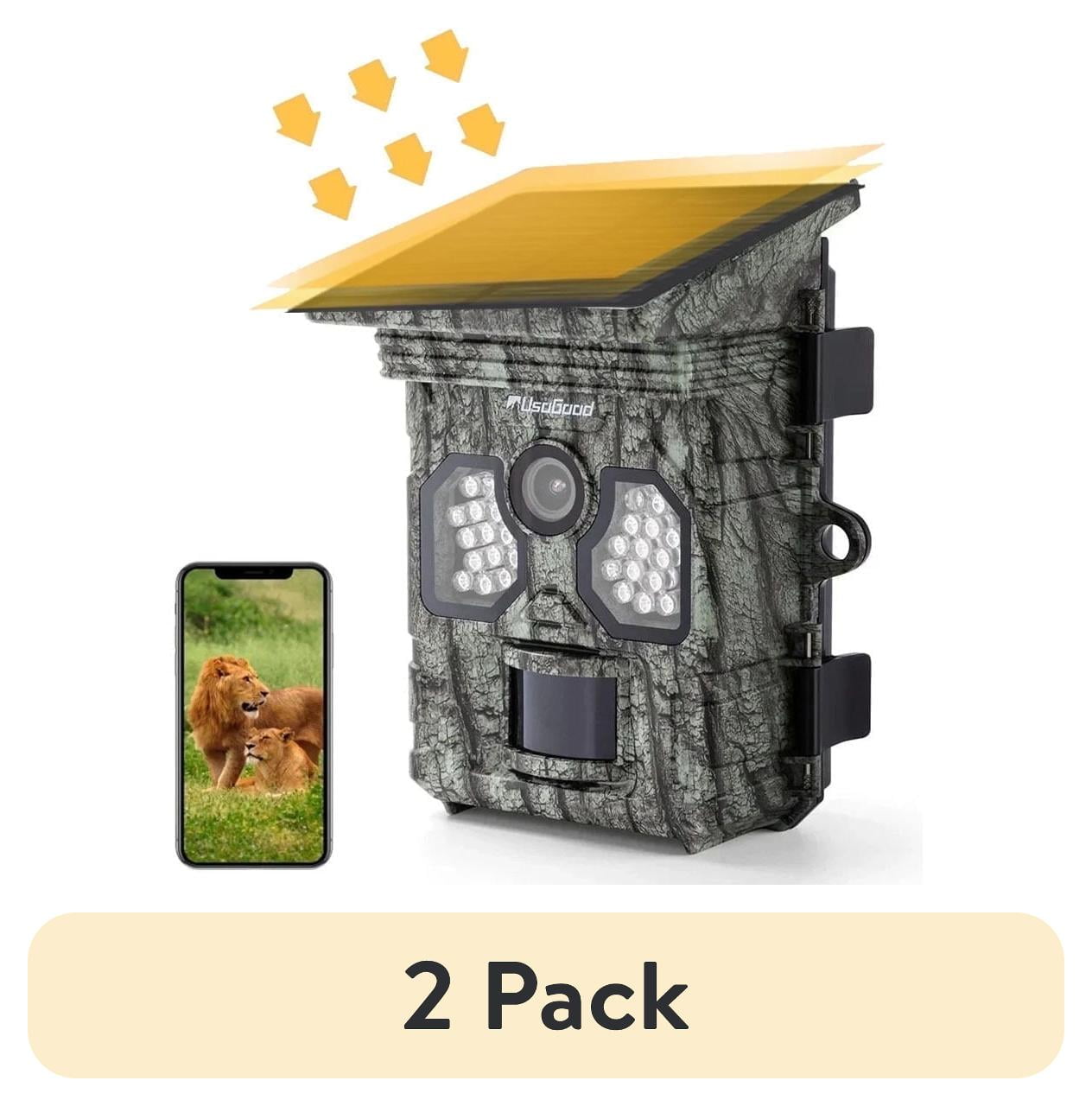 (2 pack) Usogood Solar Powered Trail Camera 4K 48MP Deer Camera with ...