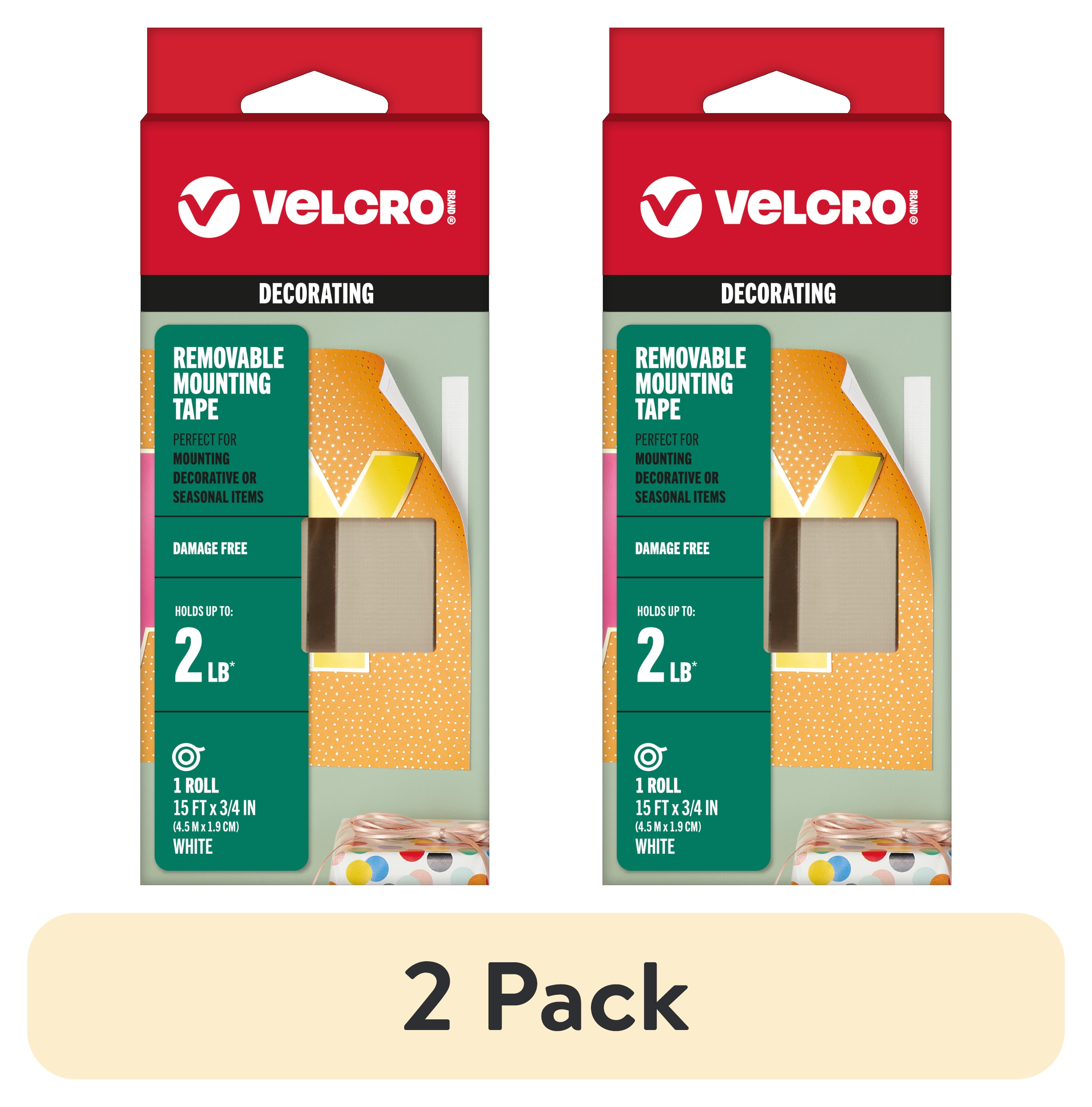 (2 pack) VELCRO Brand - Removable Mounting Tape, Damage-Free Decorating ...