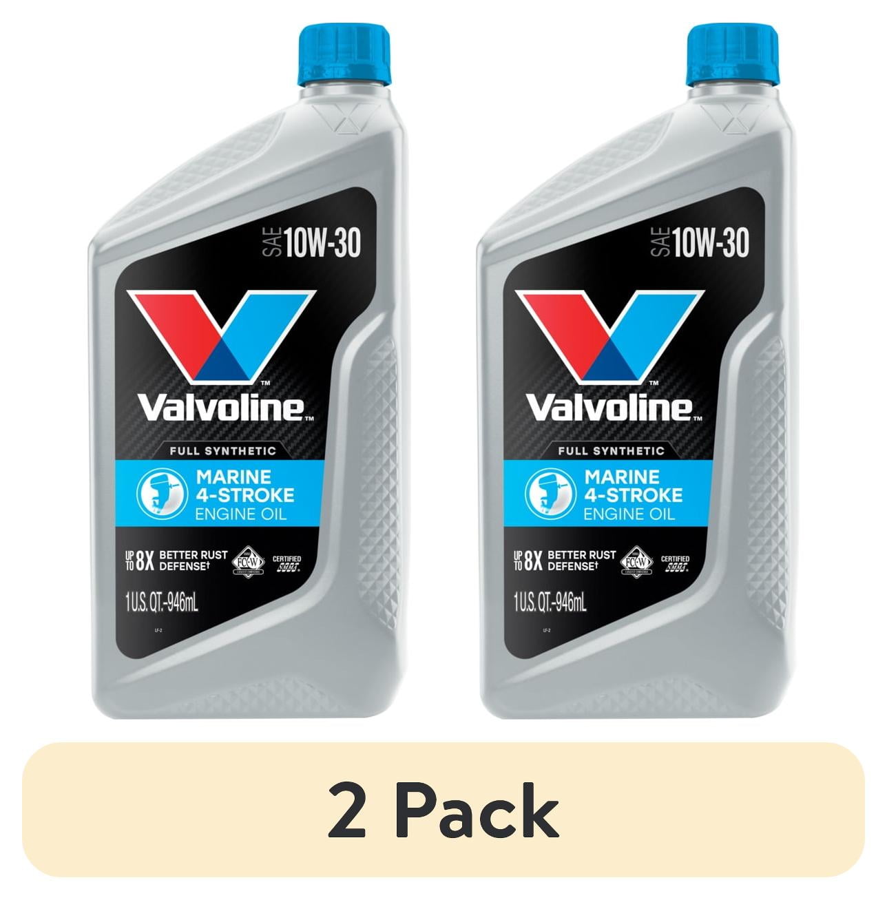 (2 pack) Valvoline 4-Stroke Marine 10W-30 Full Synthetic Engine Oil 1 ...