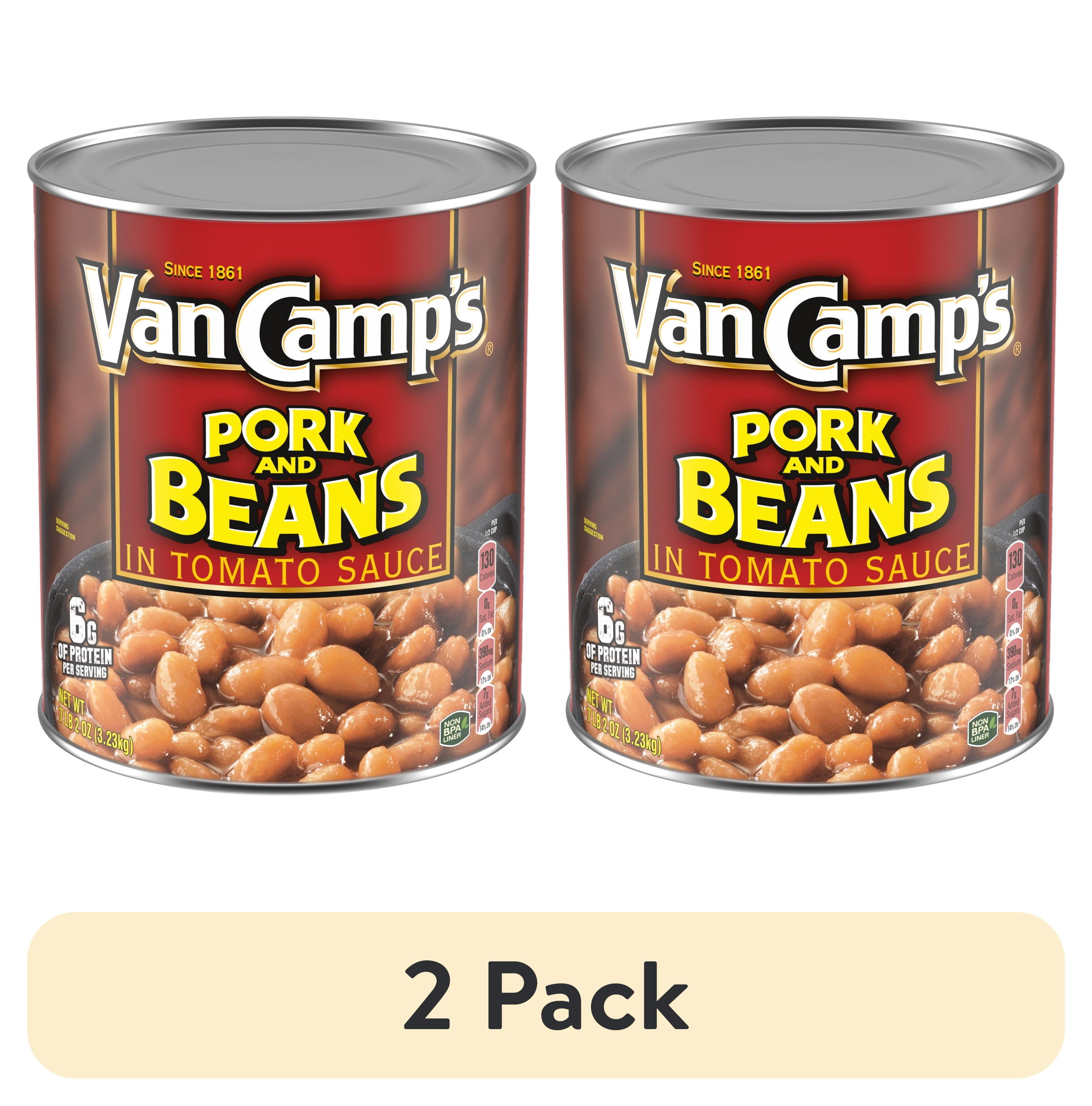 (2 pack) Van Camp's Pork and Beans, 6g Protein Per Serving, Canned ...