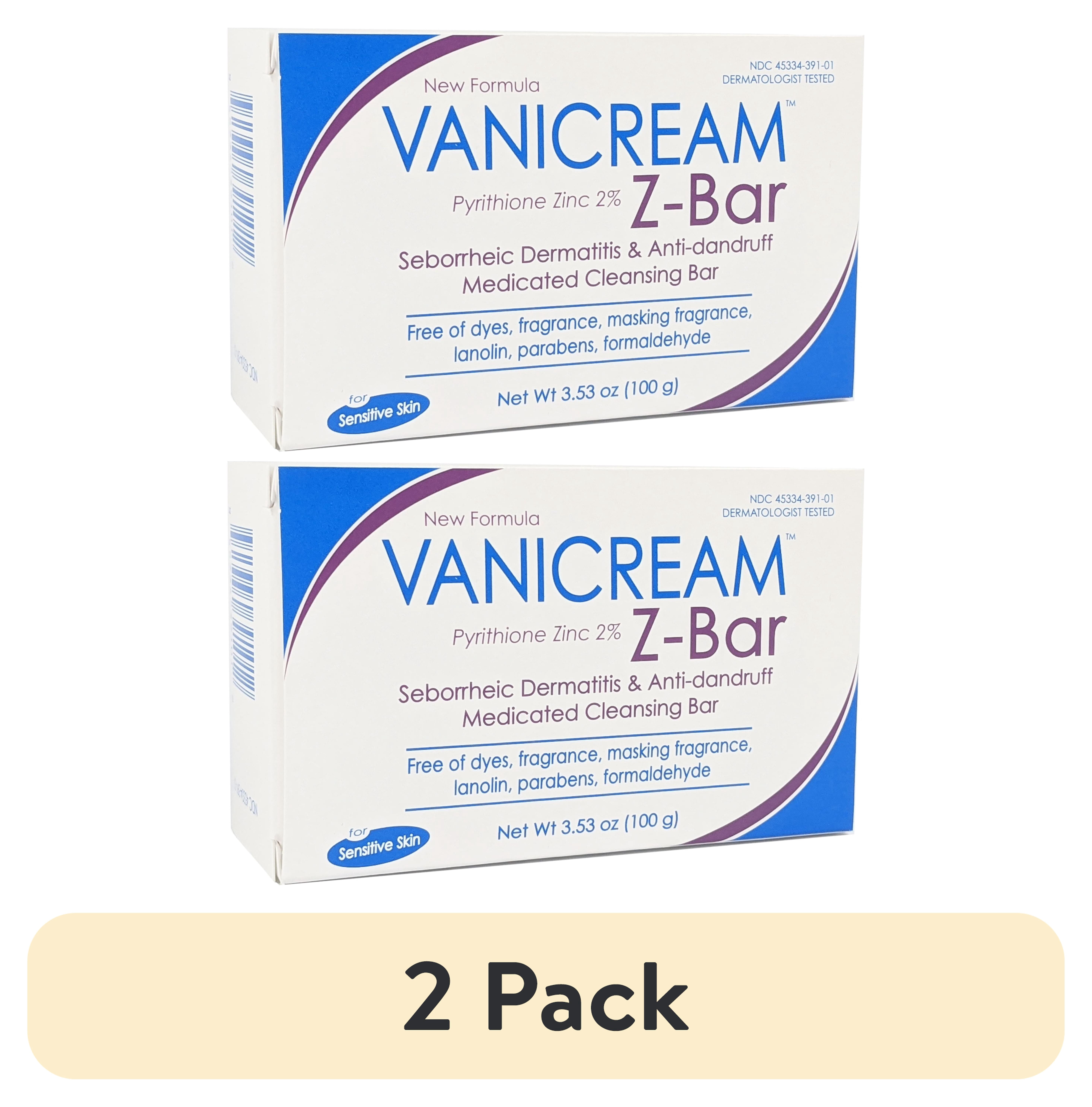 (2 pack) Vanicream Z-Bar Seborrheic Dermatitis & Anti-dandruff 2 % ...