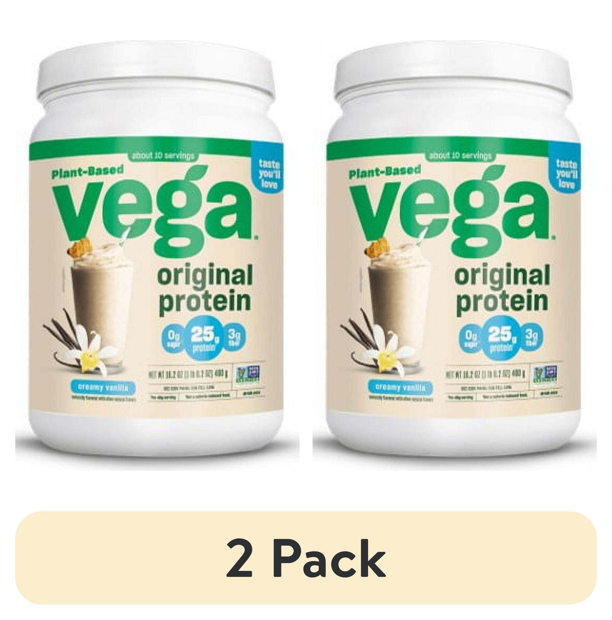 (2 pack) Vega Original Protein Plant-Based Protein Powder, Vanilla, 10 ...