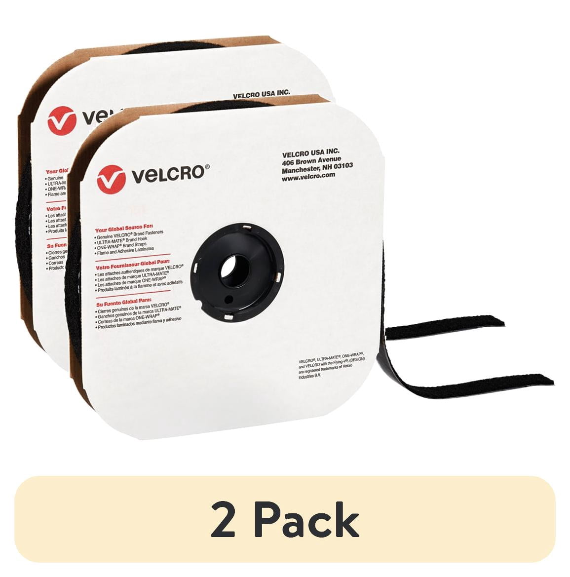 (2 pack) Velcro Brand Tape,Strips,Hook,1"x75ft.,Blk VEL133 - Walmart.com