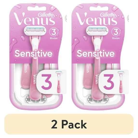 (2 pack) Venus Sensitive Women's 3 Blade Disposable Razor, 3 count ...