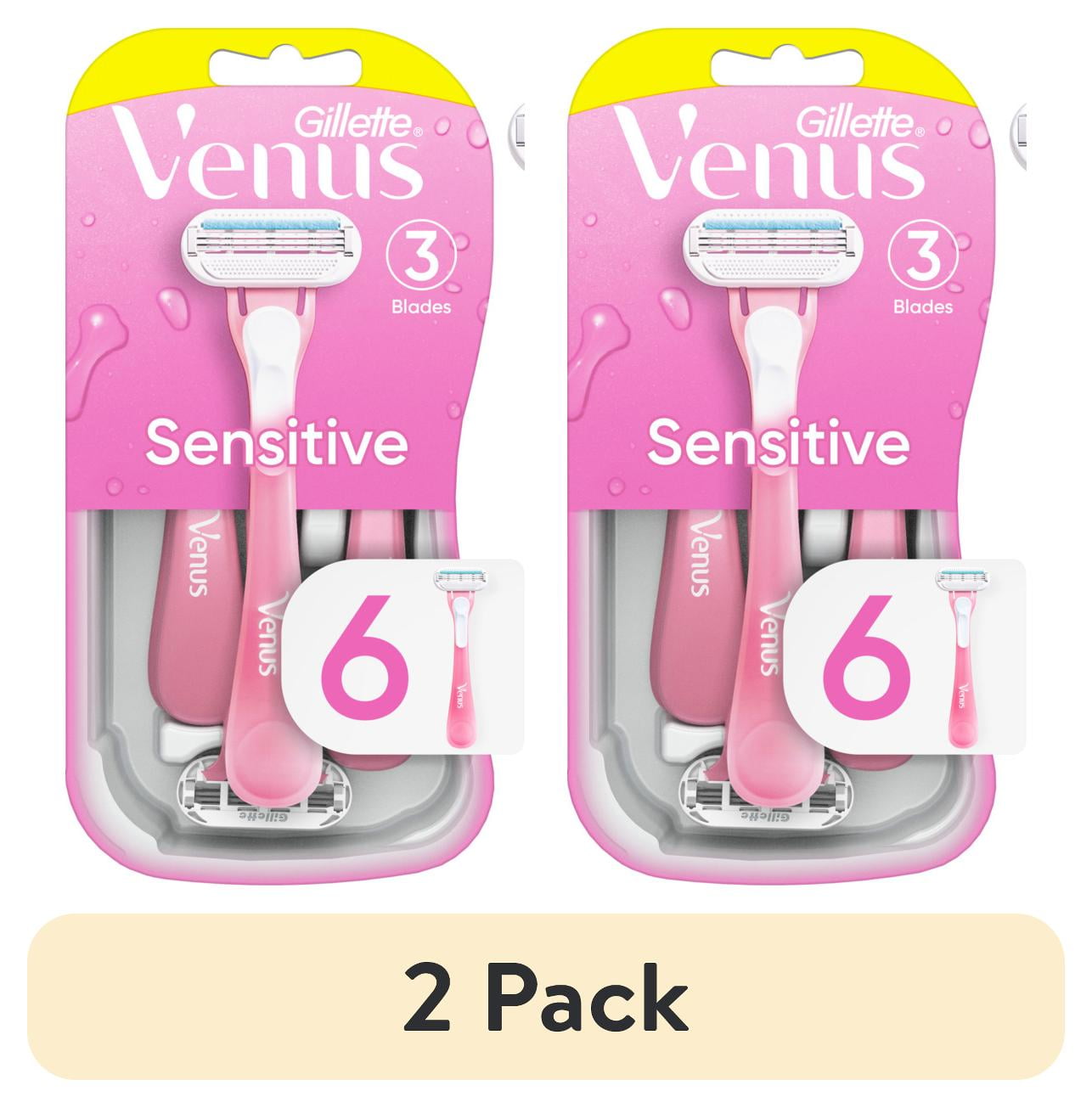 (2 pack) Venus Sensitive Women's 3 Blade Disposable Razor, 6 count ...