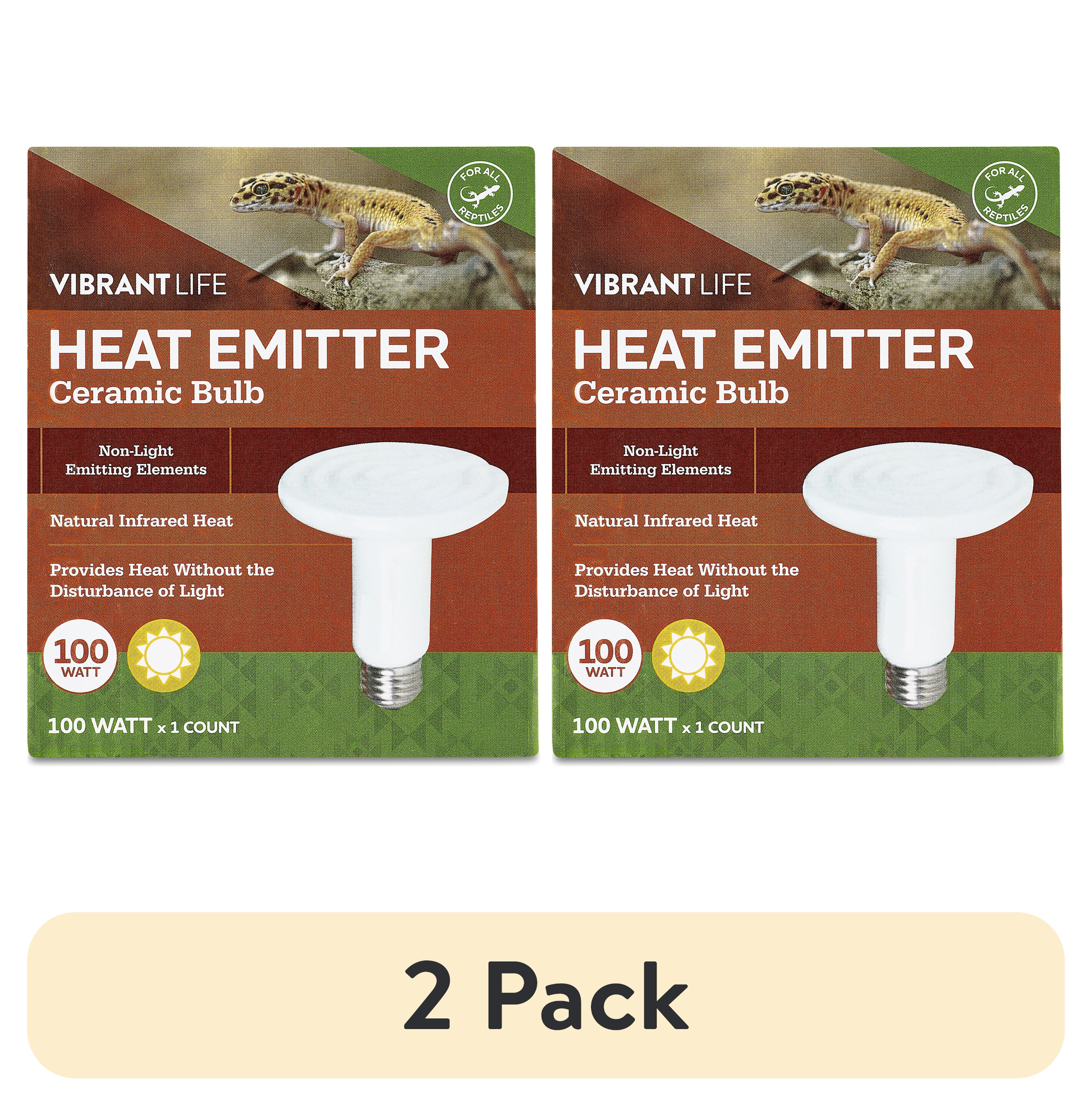 (2 pack) Vibrant Life Ceramic Bulb Heat Emitter for Reptiles, Non ...