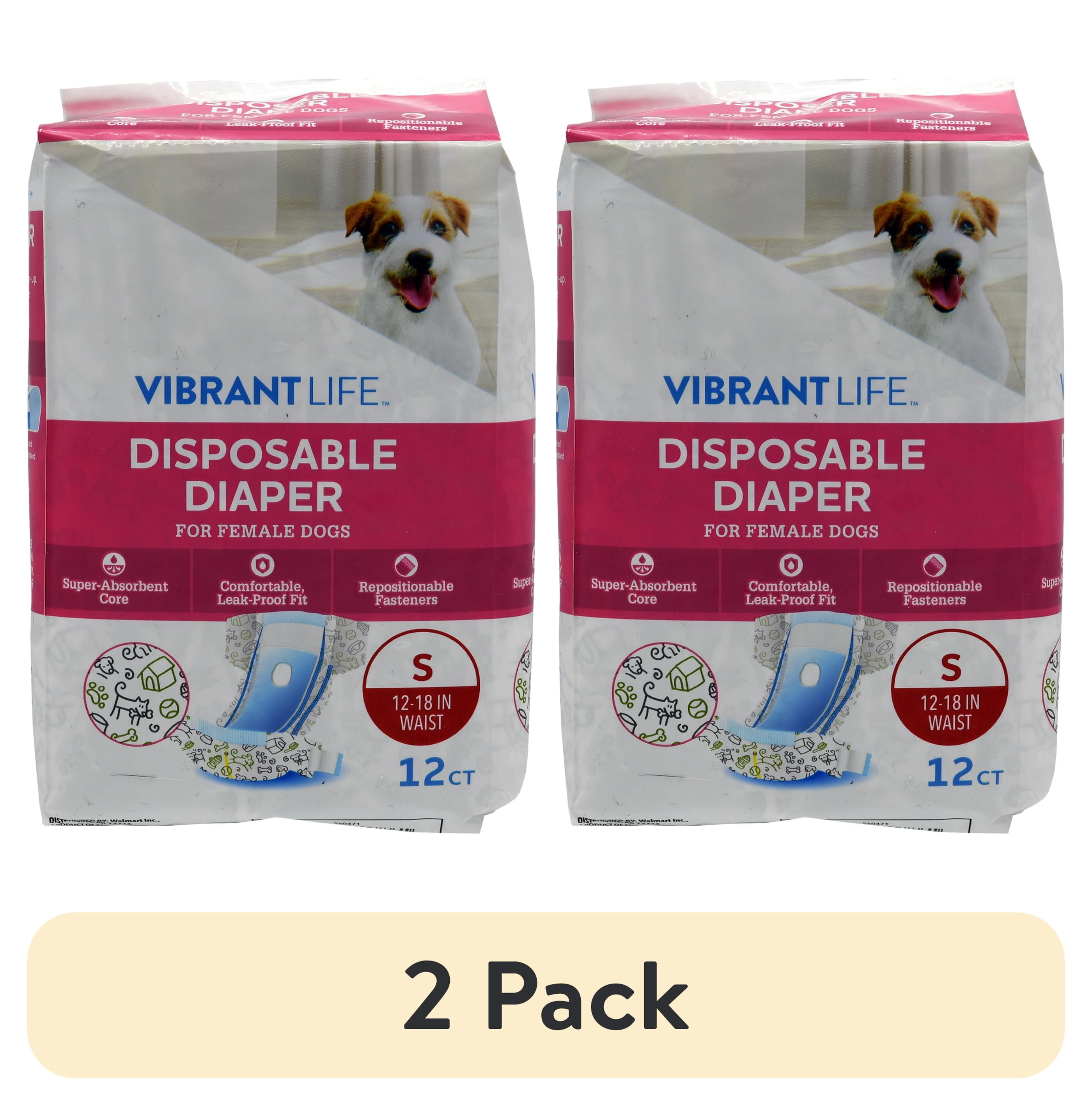 (2 pack) Vibrant Life Disposable Diapers for Female Dogs - Small ...