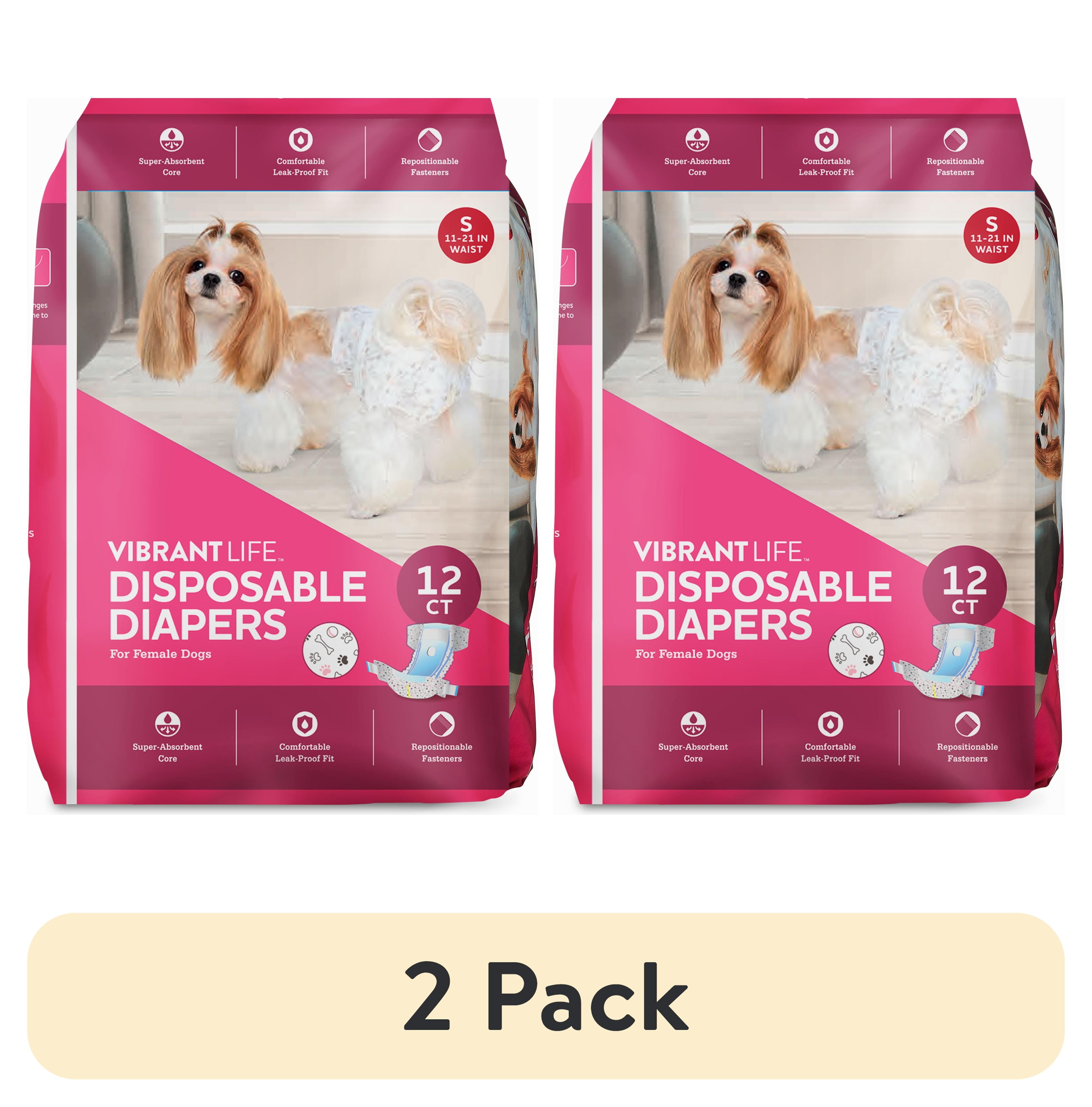 (2 pack) Vibrant Life Disposable Dog Diapers for Female Dogs, S, 12 ...