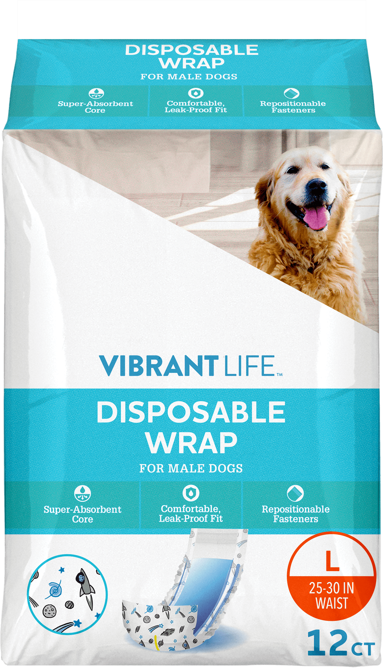 (2 pack) Vibrant Life Disposable Incontinence Protection Wraps for Male ...