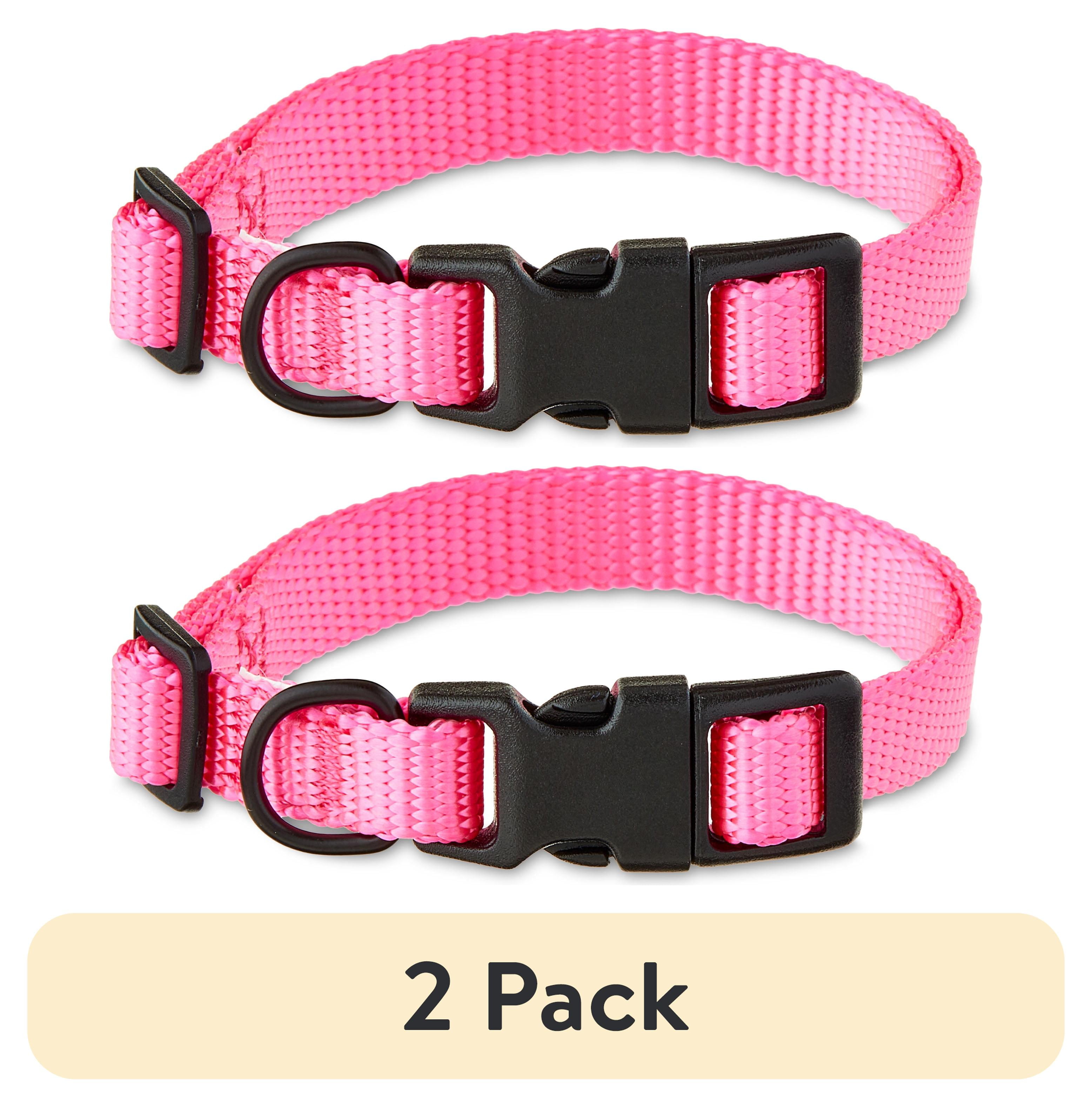 (2 pack) Vibrant Life Dog Collars, Solid Basic Pet Collar, Pink, Small ...