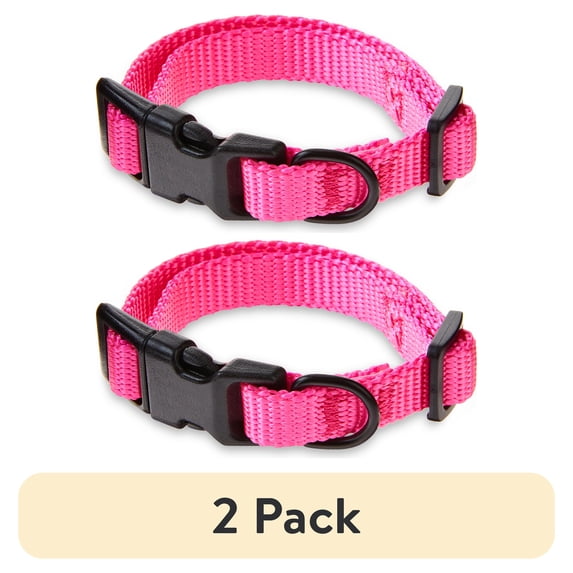 (2 pack) Vibrant Life Dog Collars, Solid Basic Pet Collar, Pink, XS ...