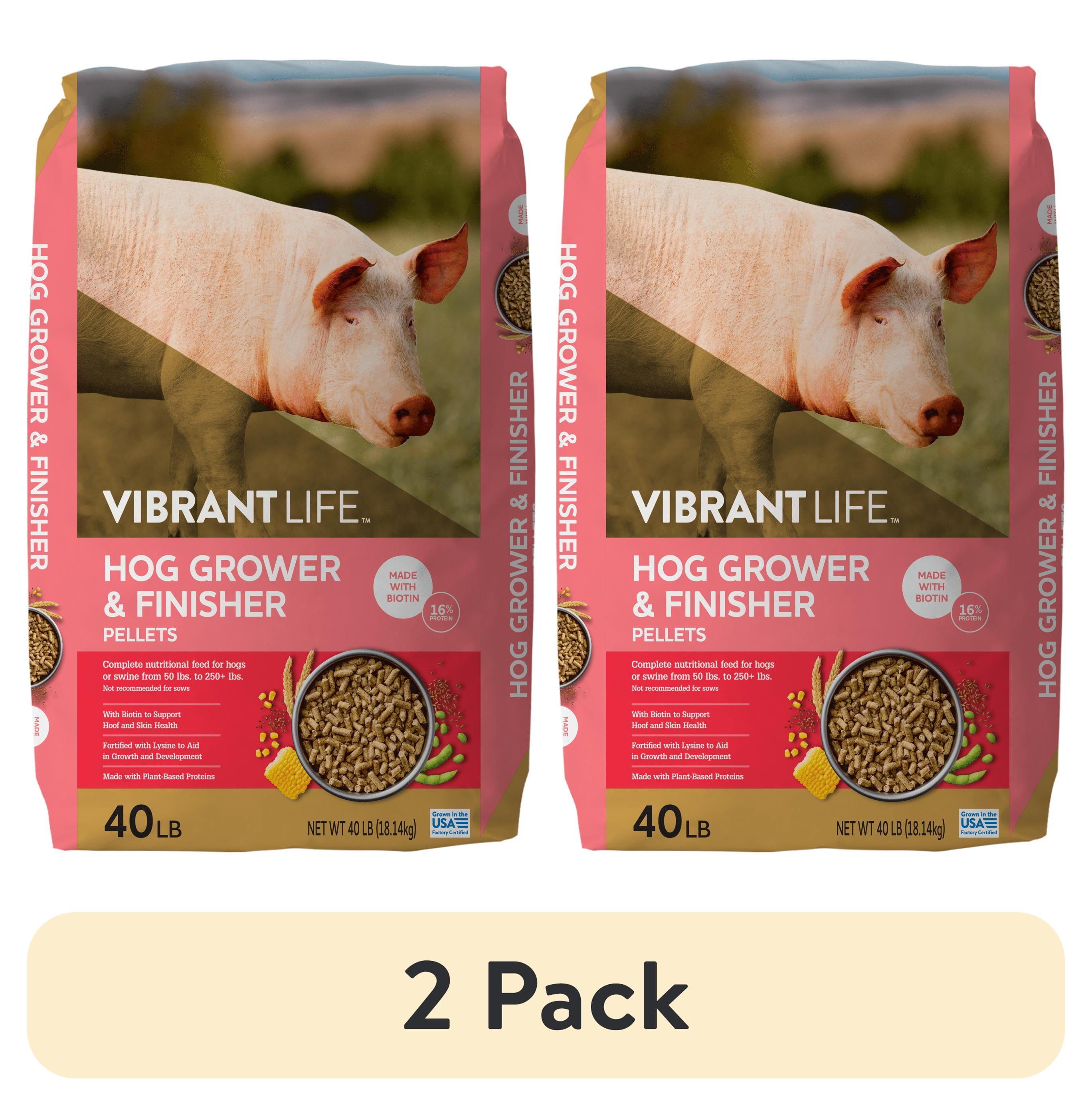 (2 pack) Vibrant Life Hog Grower & Finisher Pellet Feed, 40 lb Bag ...
