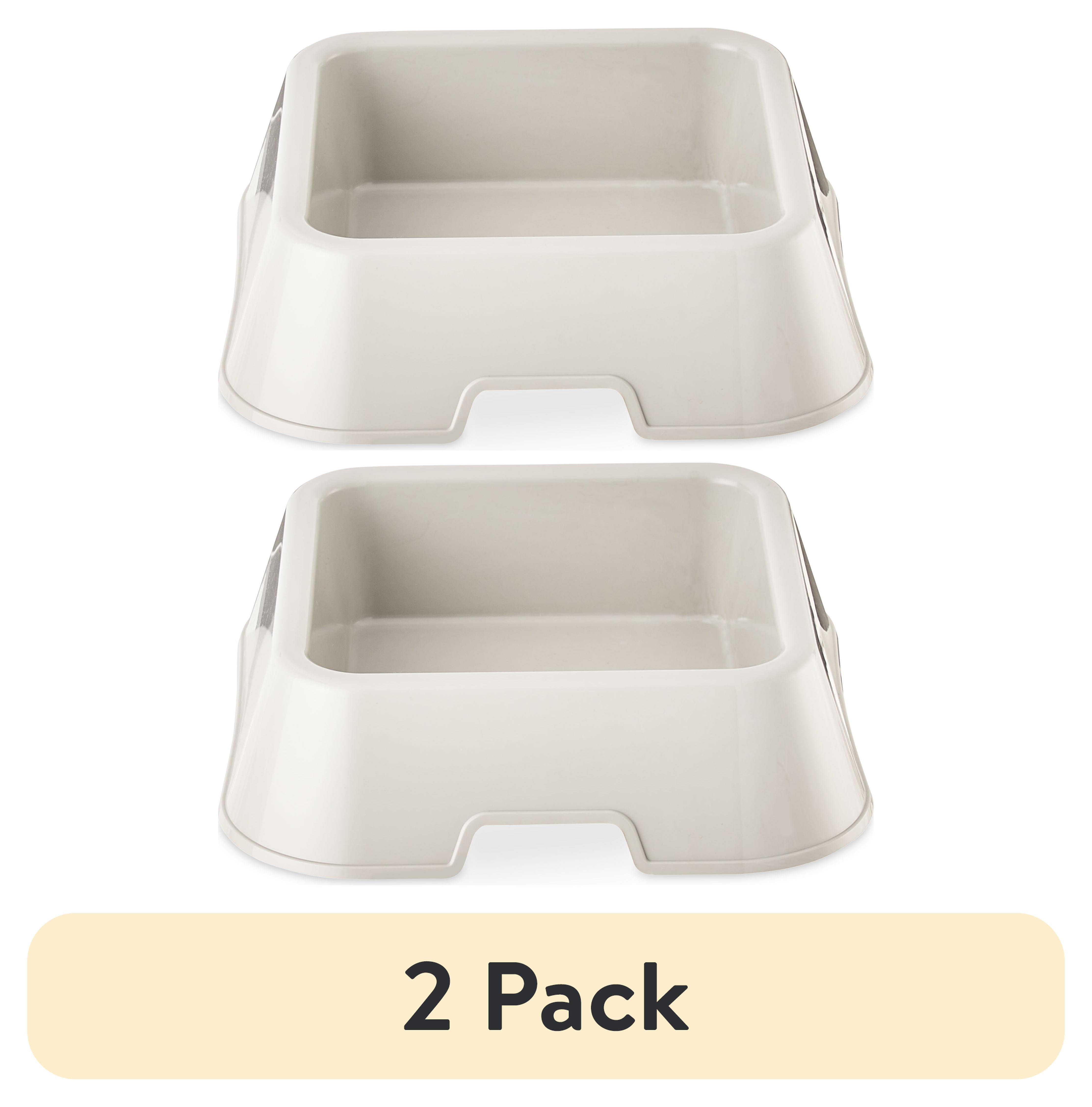 (2 pack) Vibrant Life Medium Square Double Wall Plastic Dog Bowl, Gray ...