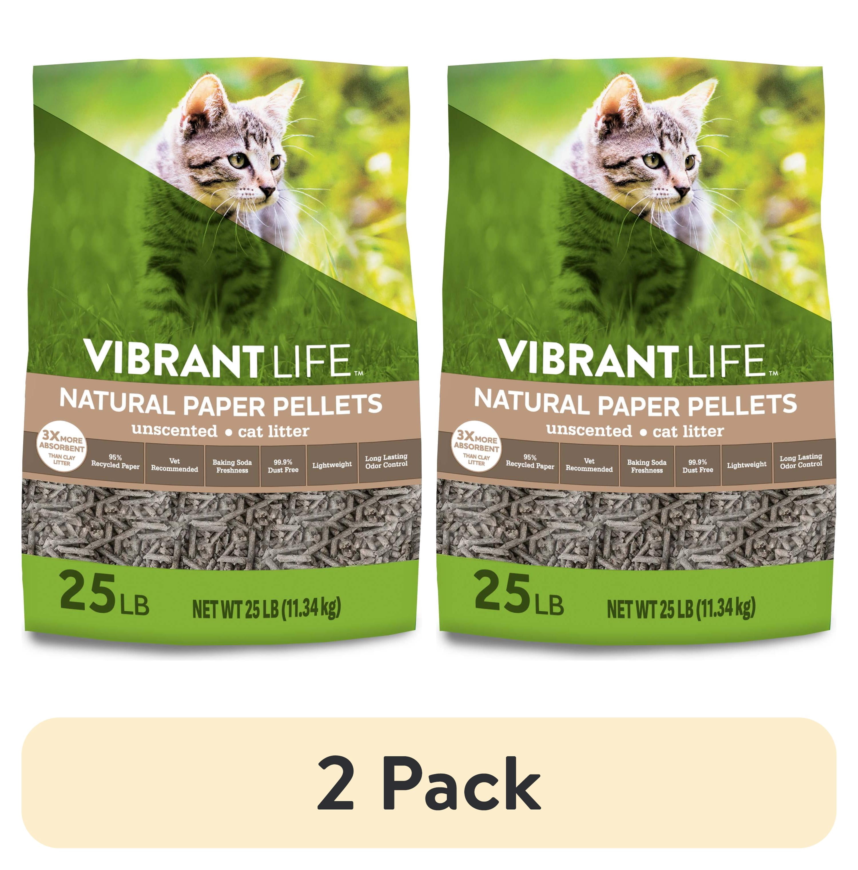 (2 pack) Vibrant Life Natural Paper Pellets Cat Litter, Unscented, 25 ...