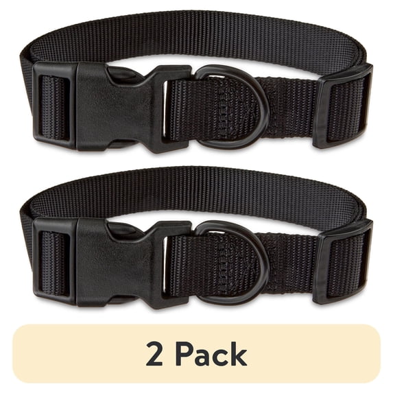 (2 pack) Vibrant Life Polyester Adjustable Collar for Dogs, Black ...