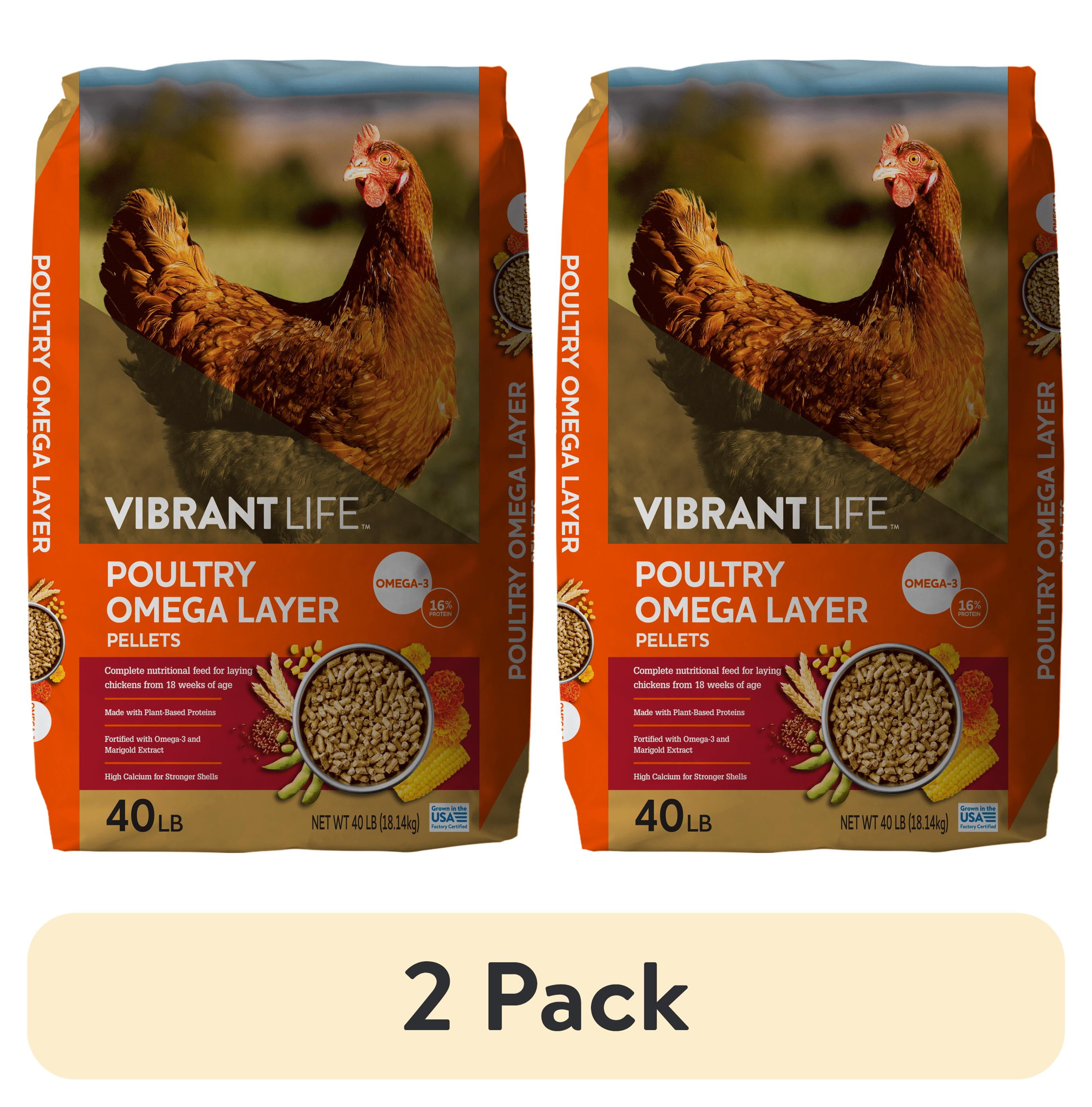 (2 pack) Vibrant Life Poultry Omega Layer Pellets, 40 lb Bag - Walmart.com