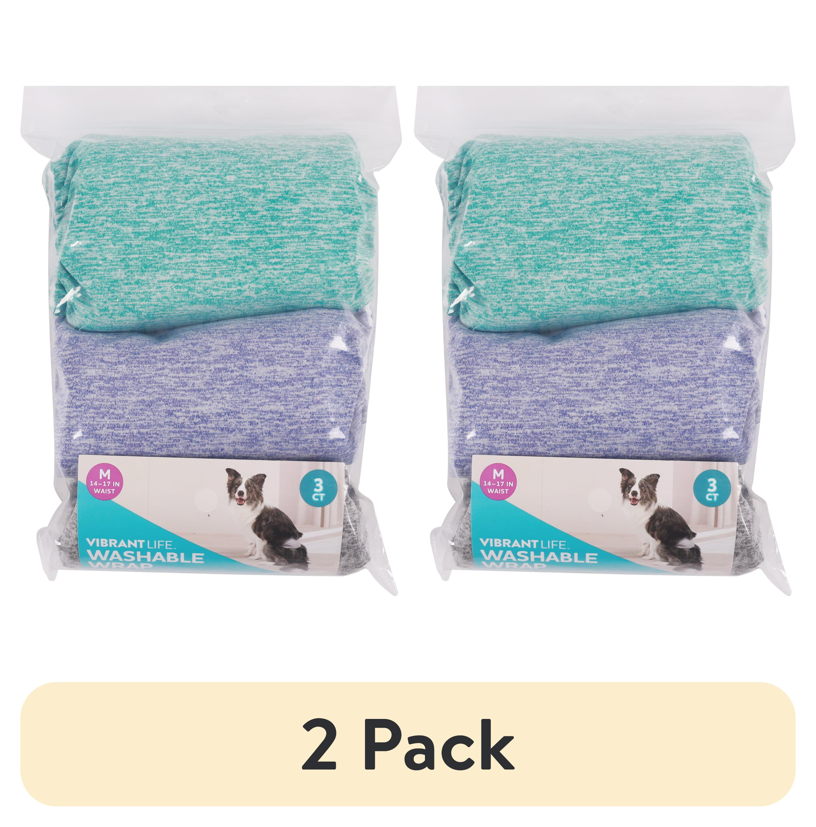 (2 pack) Vibrant Life Washable Dog Wraps for Male Dogs, M, 3 Count ...