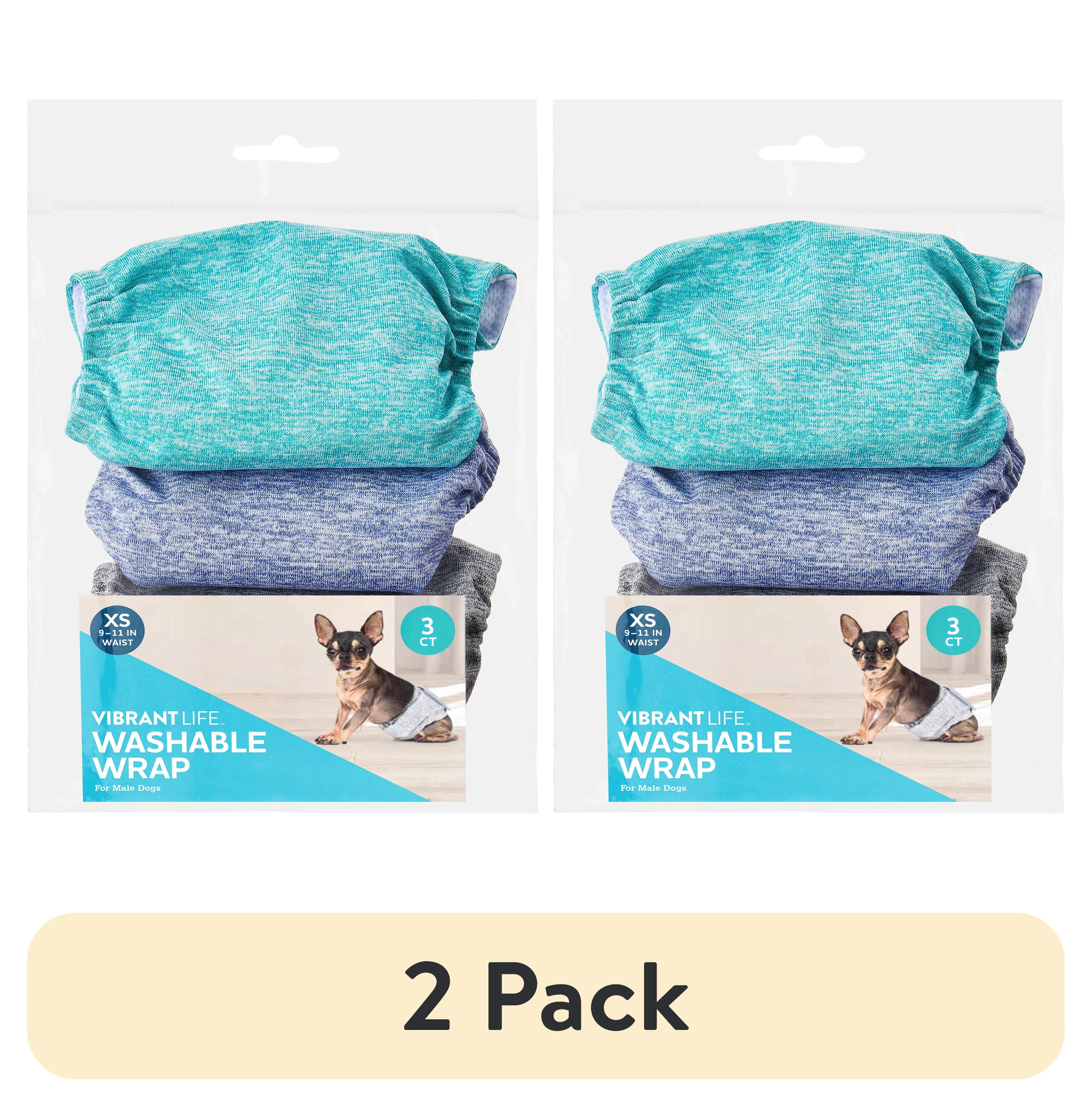 (2 pack) Vibrant Life Washable Dog Wraps for Male Dogs, XS, 3 Count ...