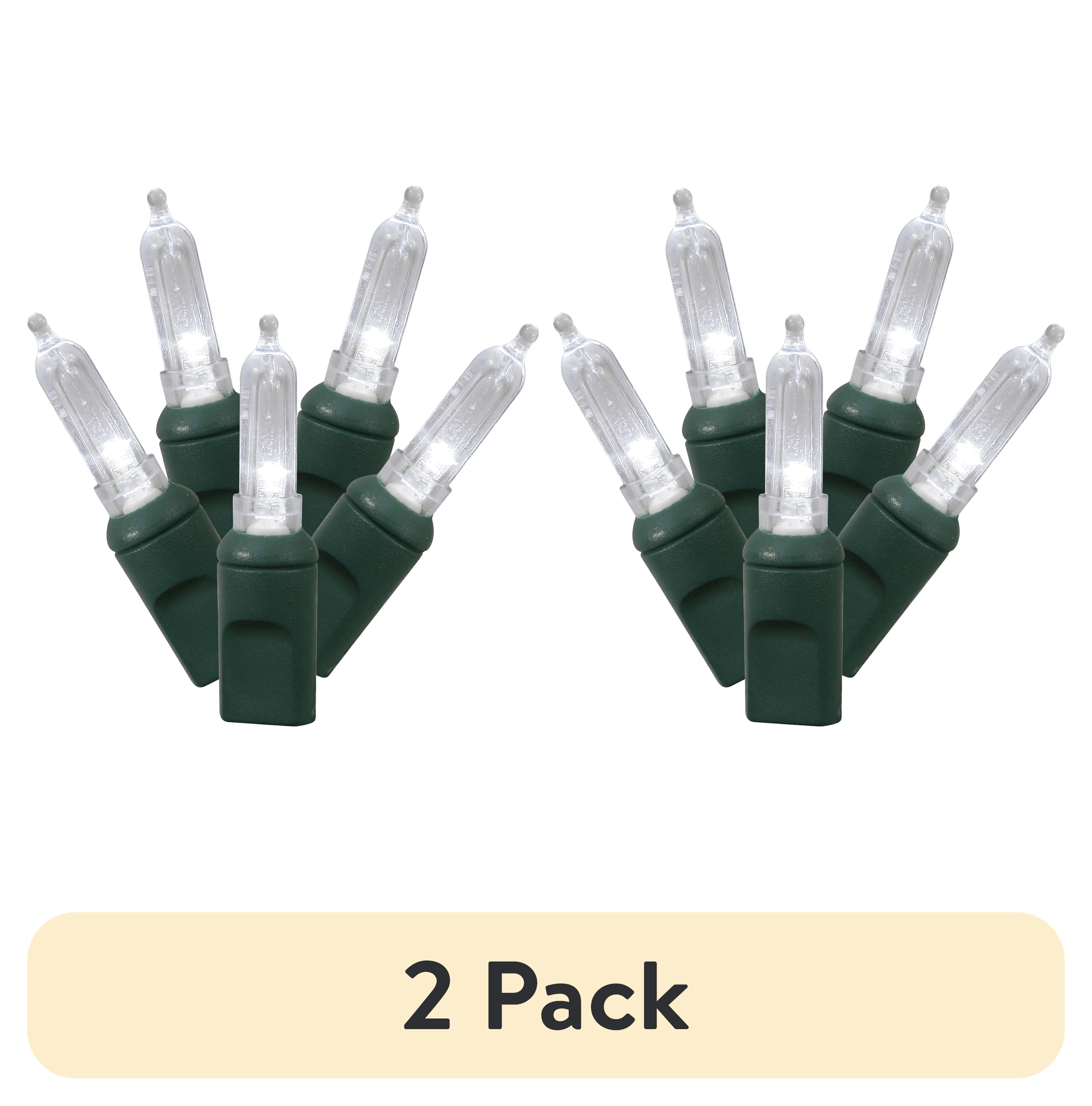 (2 pack) Vickerman 50 Pure White Mini LED Lights on Green Wire, 25 ...