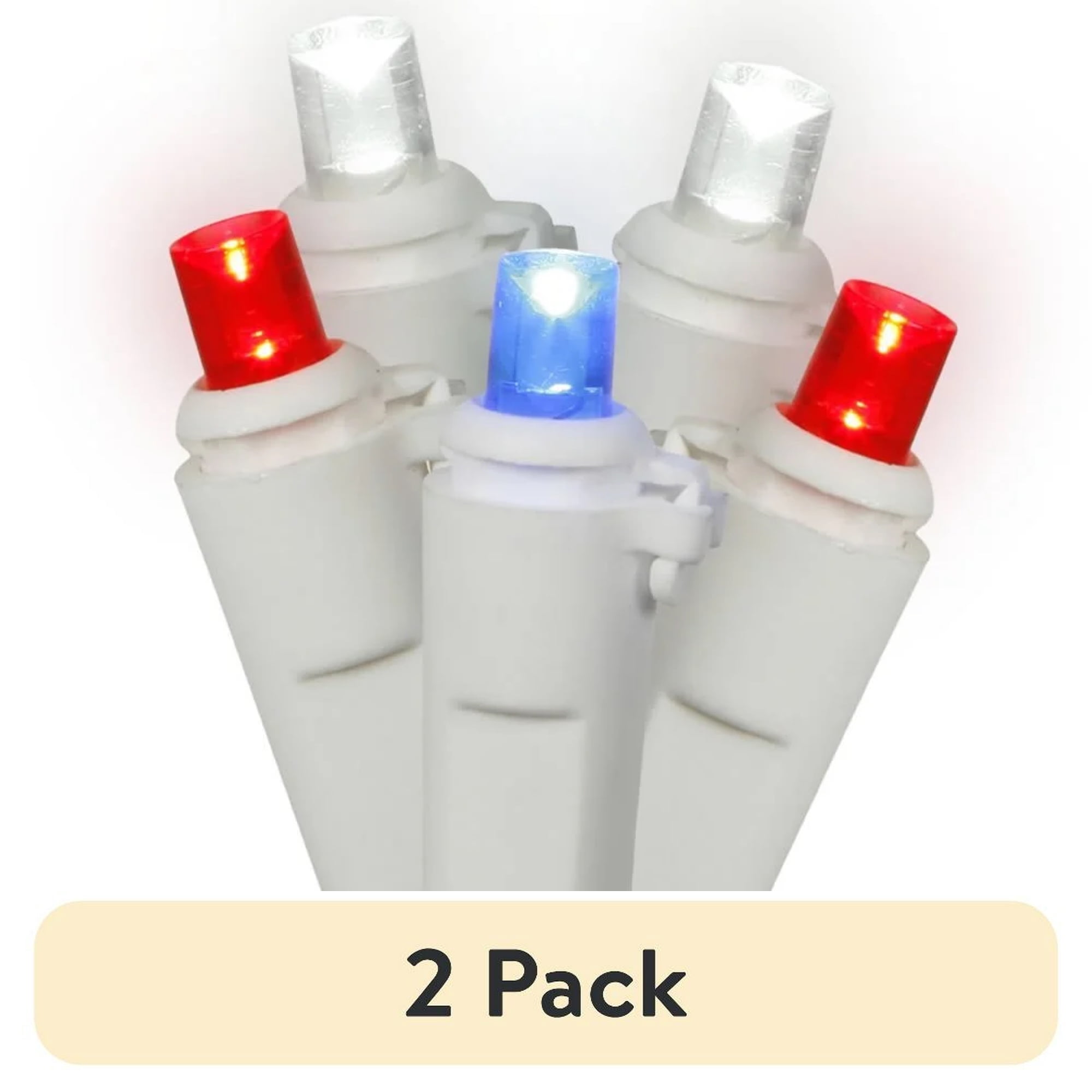 (2 pack) Vickerman 50 Count Patriotic Red, White, Blue Wide Angle LED ...