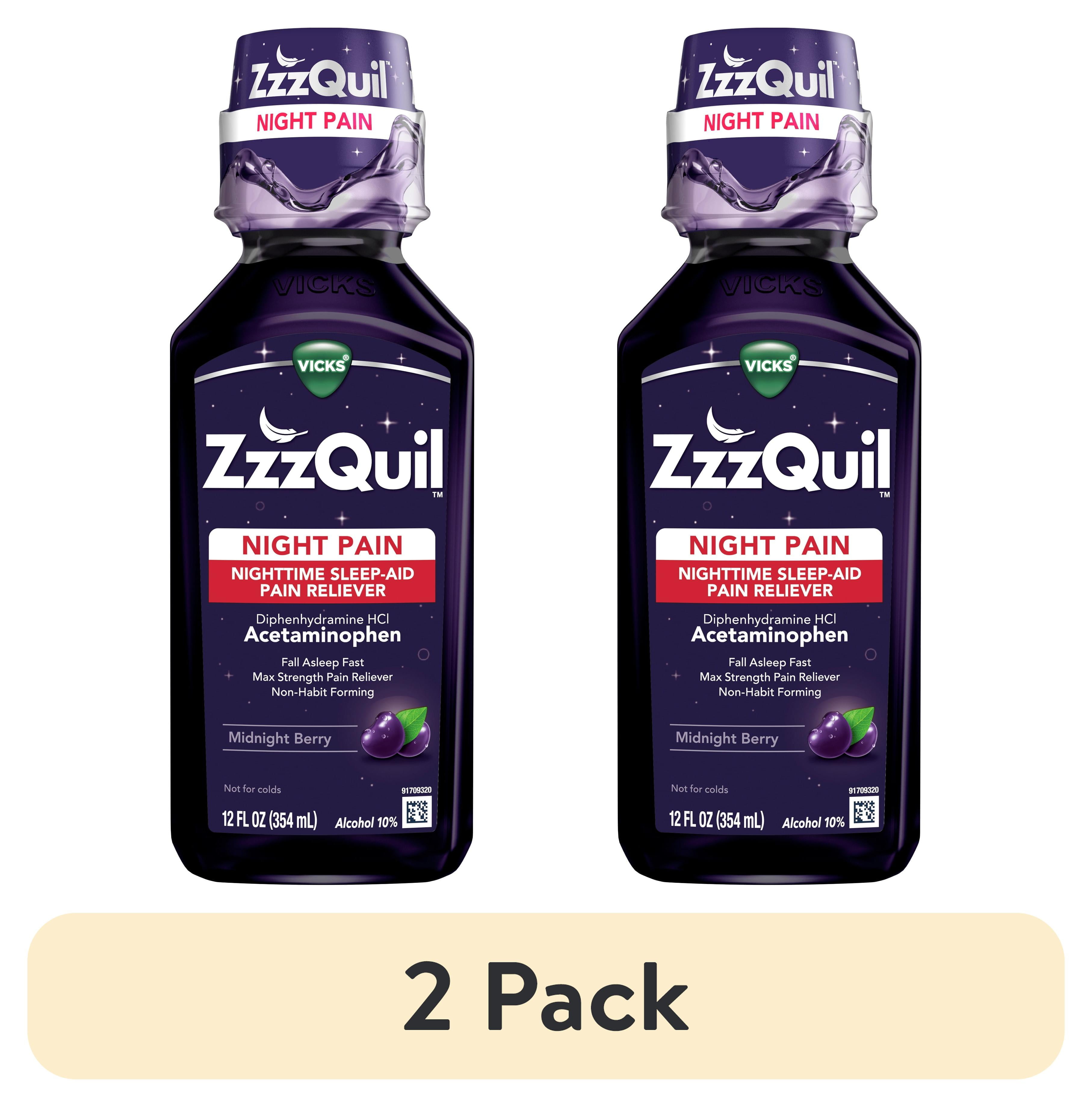 (2 pack) Vicks ZzzQuil Night Pain, Sleep Aid Pain Reliever Liquid, Sleep Aid and Pain Relief ...
