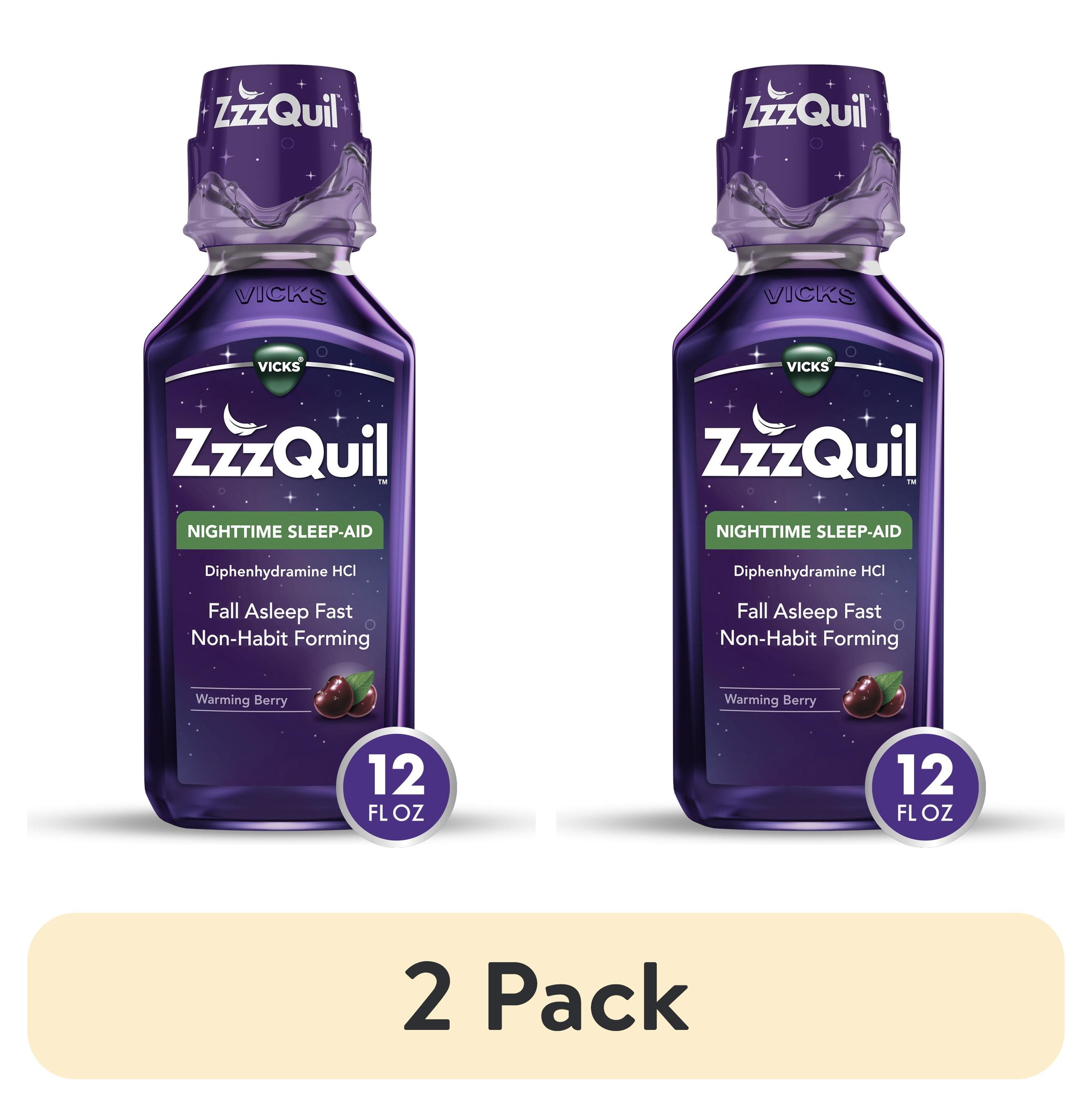 (2 pack) Vicks ZzzQuil Nighttime Sleep Aid Liquid, Diphenhydramine HCI ...