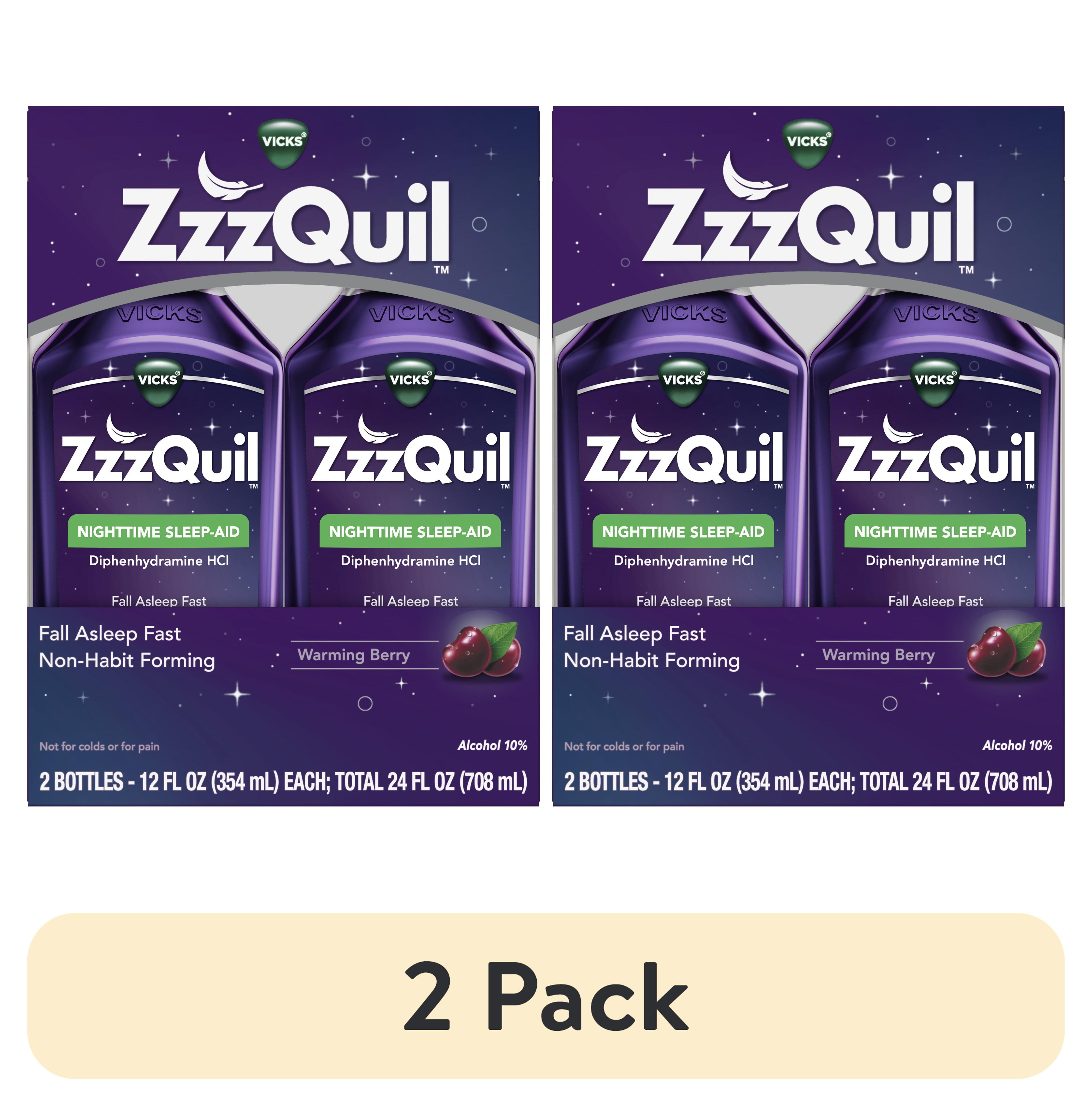 (2 pack) Vicks ZzzQuil Nighttime Sleep Aid Liquid, Diphenhydramine HCI 50mg, Warming Berry, 24 ...