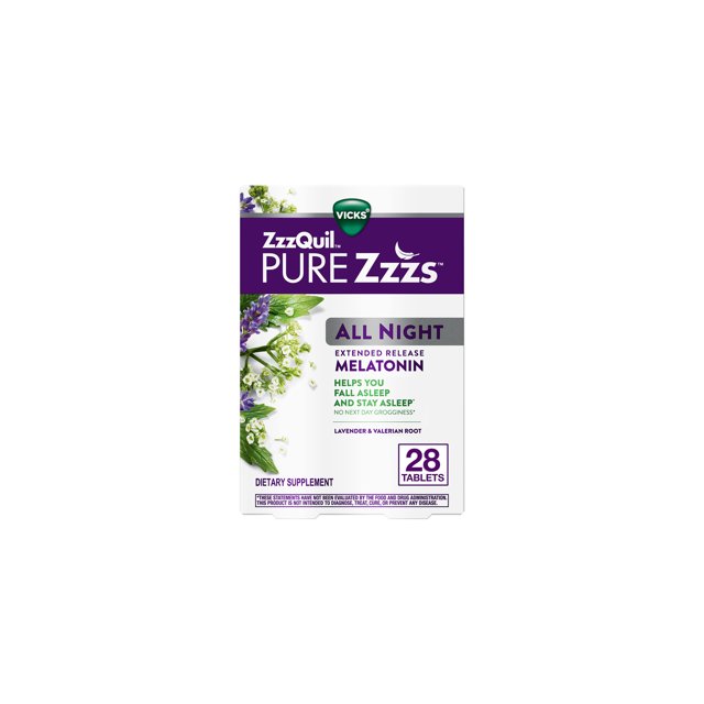 (2 pack) Vicks ZzzQuil Pure Zzzs All Night Extended Release Melatonin ...